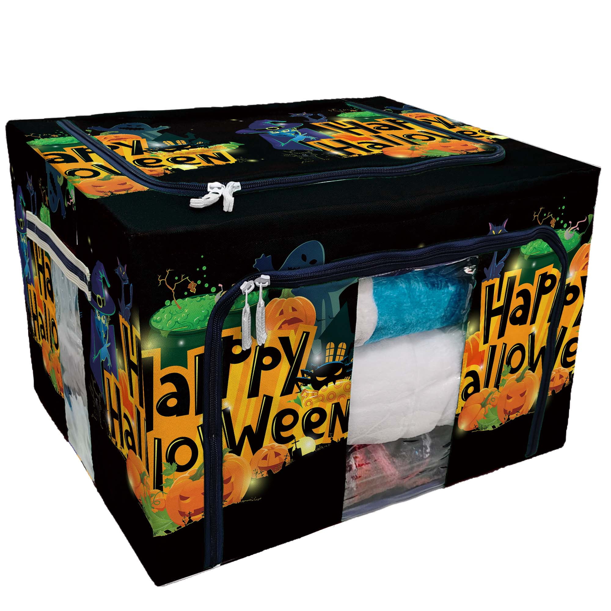 PKQWTM Cartoon Halloween Storage Bag Clear Window Storage Bins Boxes ...