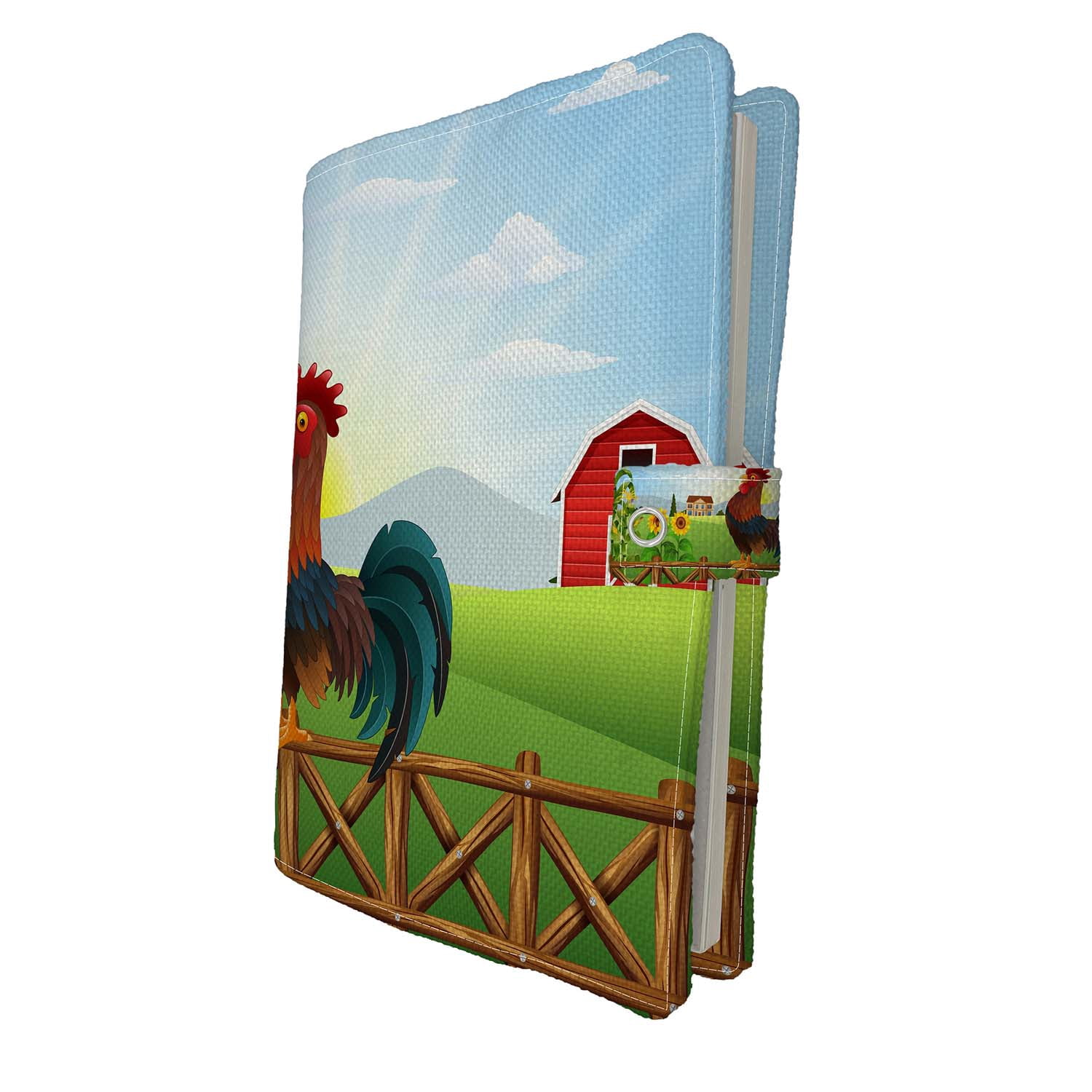 PKQWTM Cartoon rooster crowing at farm field morning sun rising Book ...