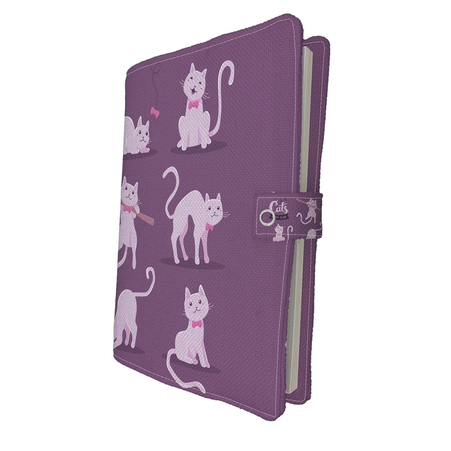 PKQWTM Cat Poses Pink Bow Paw Dark Flat Book Cover Book Protector Book ...