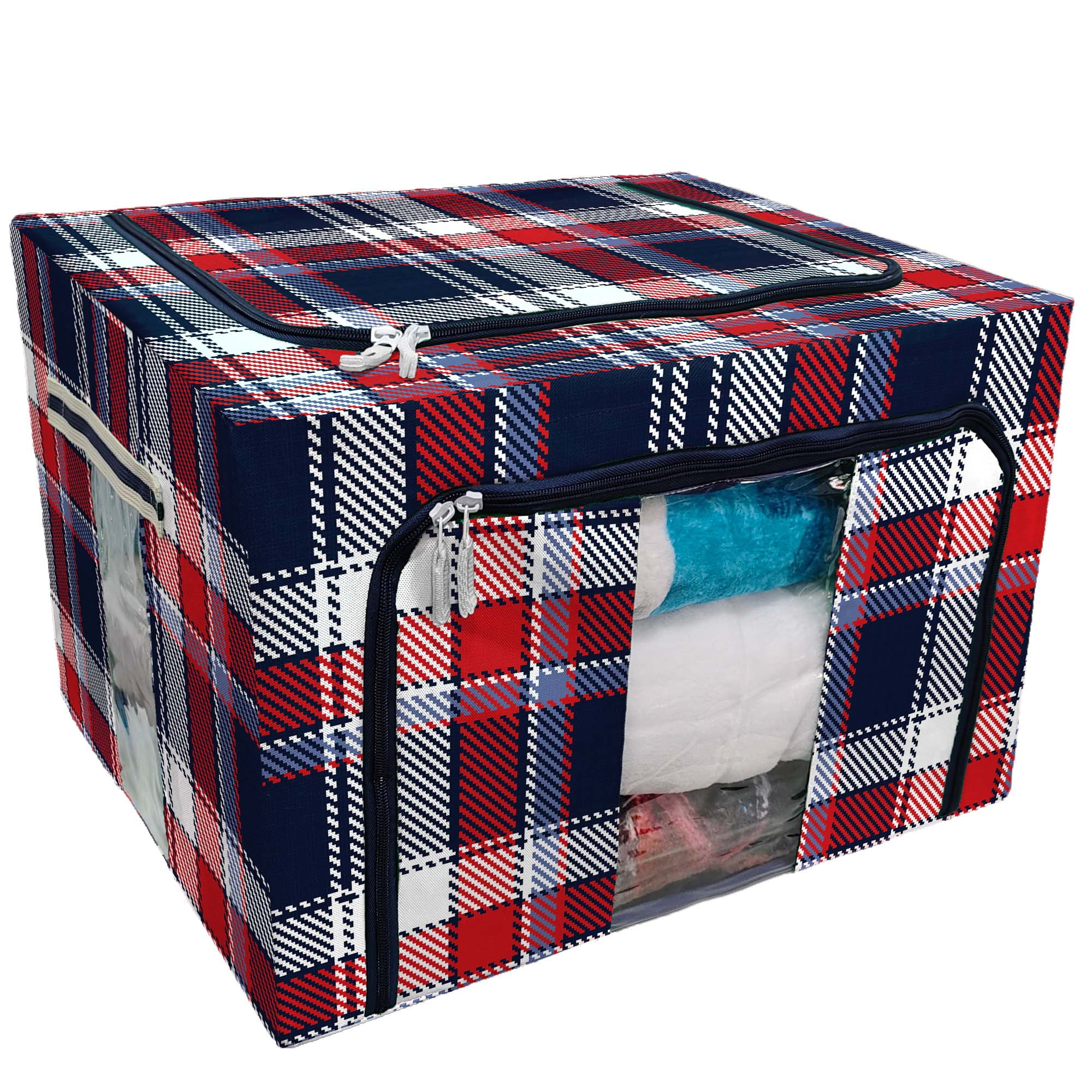 PKQWTM Checkered Pattern Storage Bag Clear Window Storage Bins Boxes ...