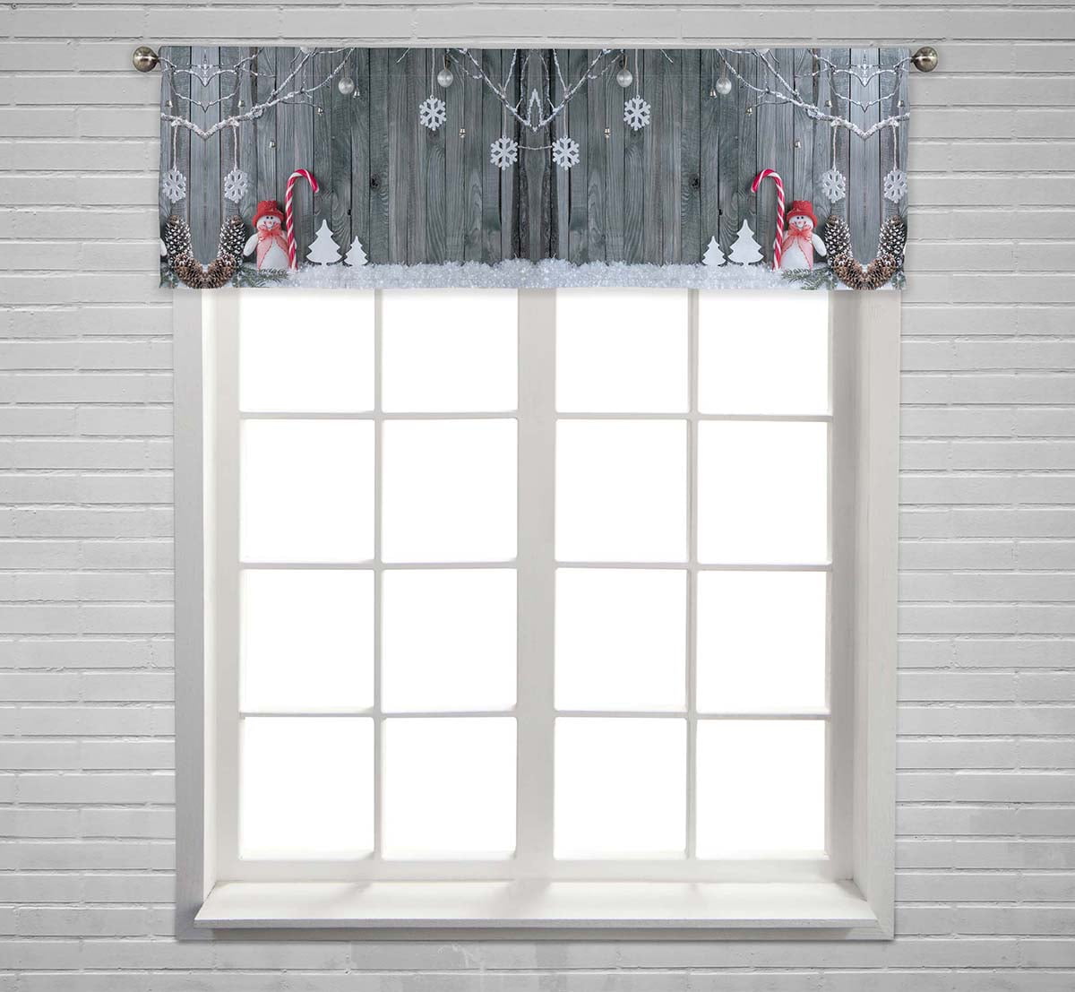 PKQWTM Christmas Decorative Branches Snowman Candy Cane Window Curtain ...