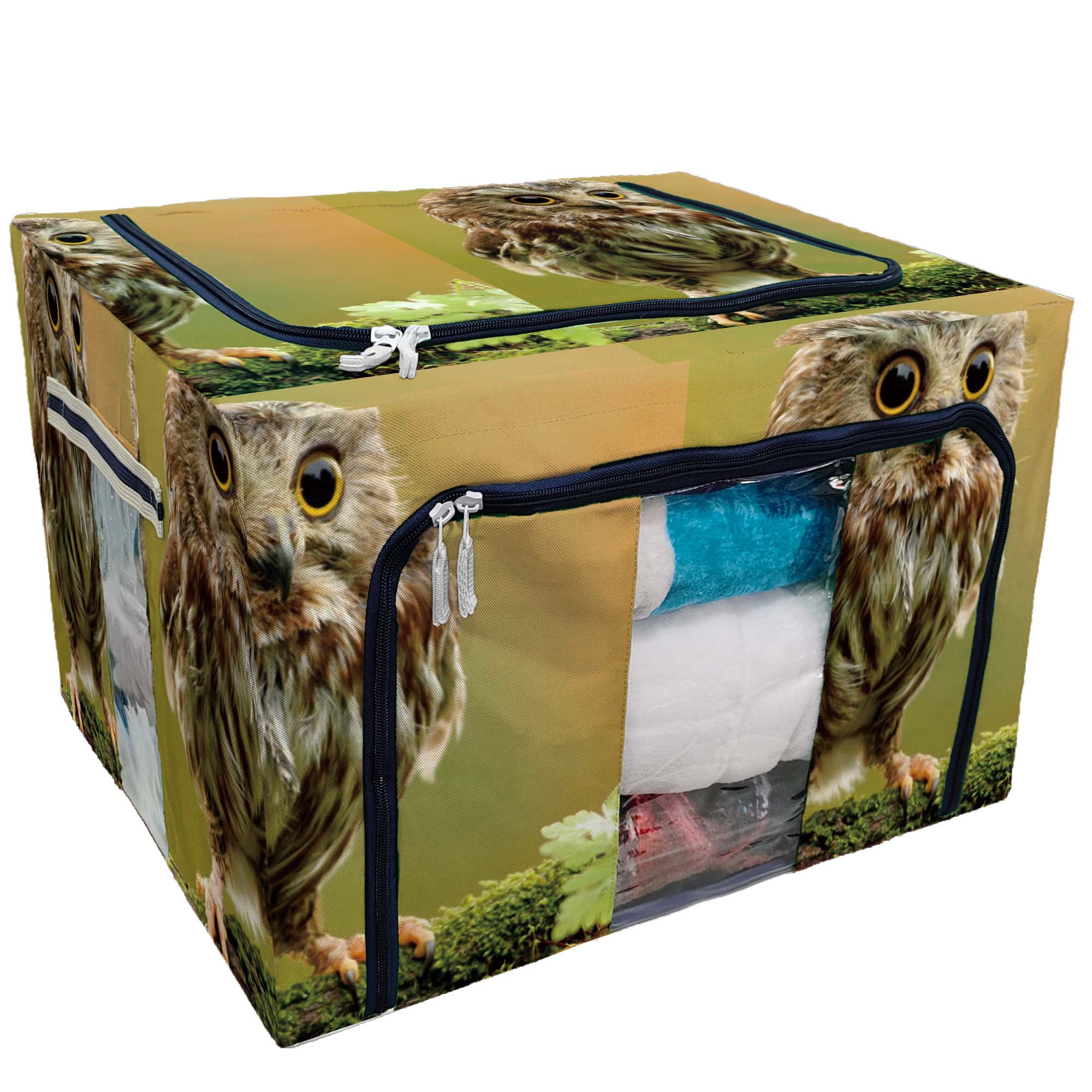 PKQWTM Close-up of a Whitefaced Owl Black and Grey Storage Bag Clear ...