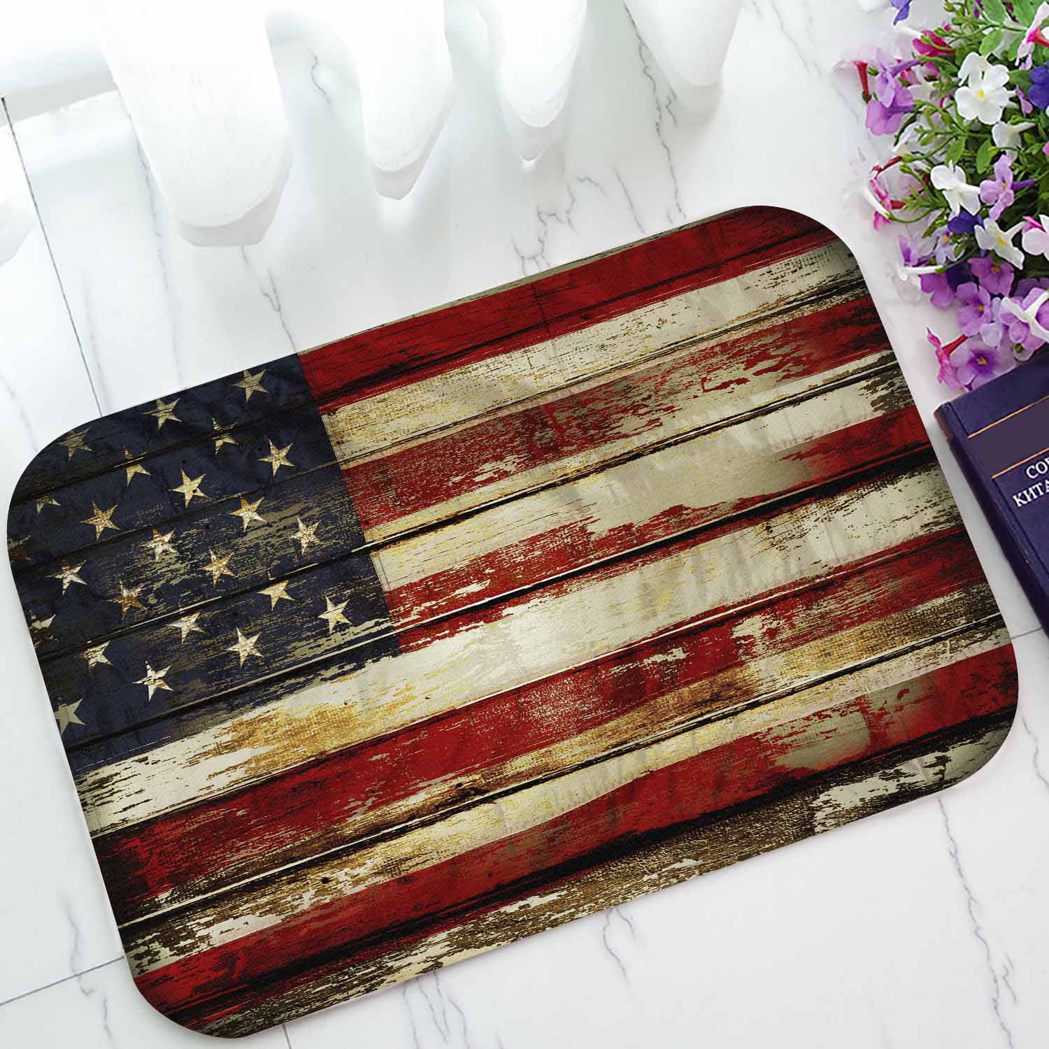 PKQWTM Closeup American Flag Boards Home Decor Floor Mat Area Rug ...