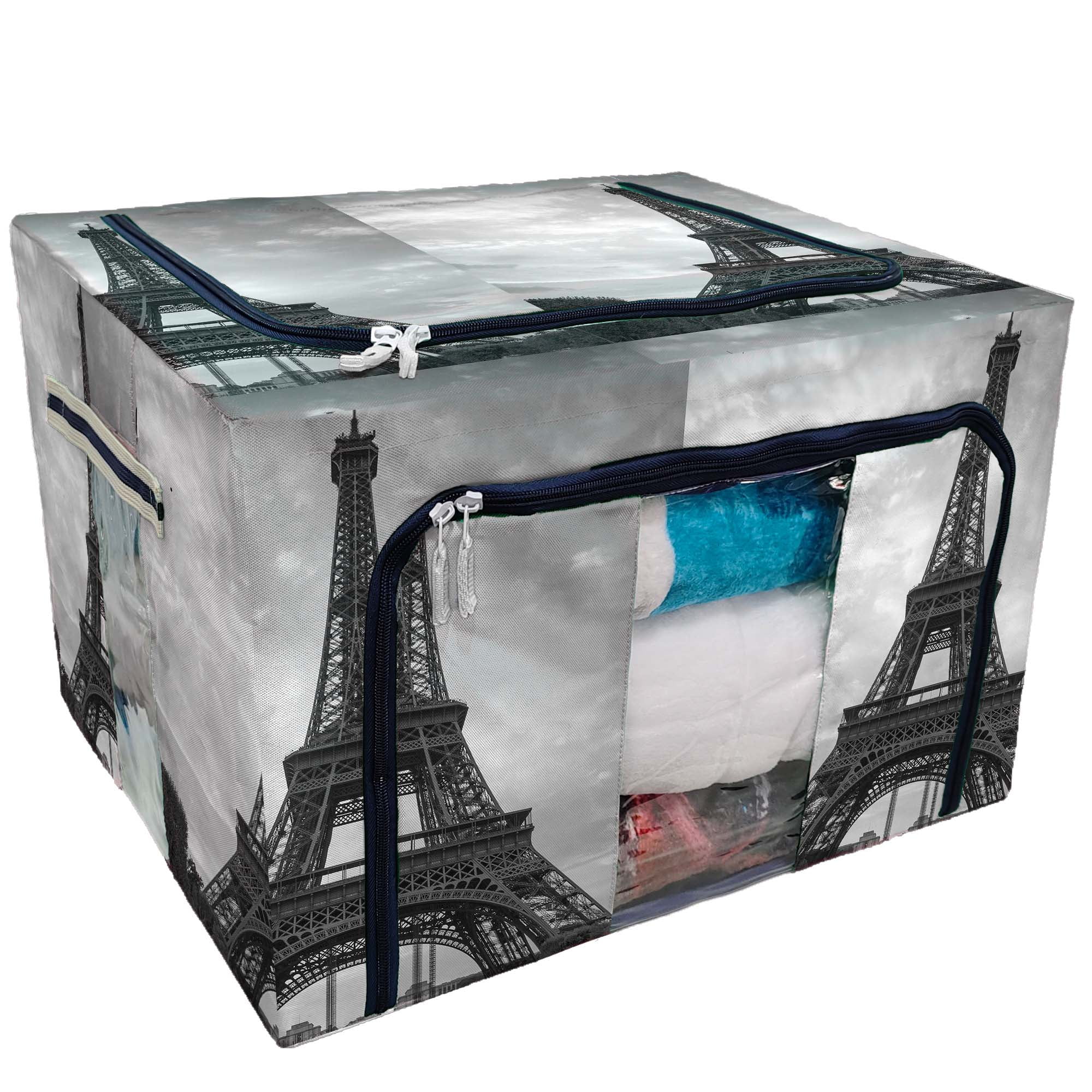 PKQWTM Cloudy Sky Paris Eiffel Tower Storage Bag Clear Window Storage ...