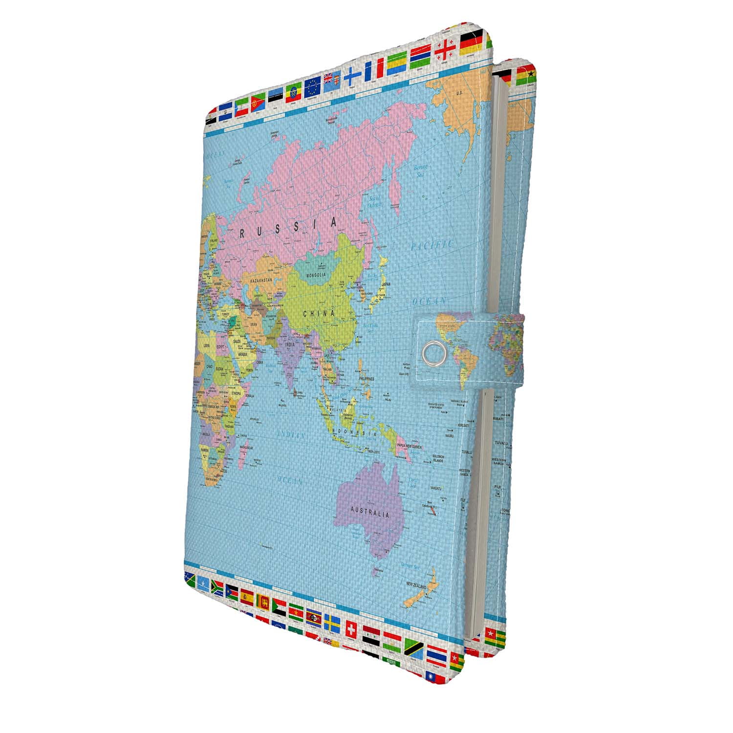 PKQWTM Colored World Map Flags Book Cover Book Protector Book Sleeve ...