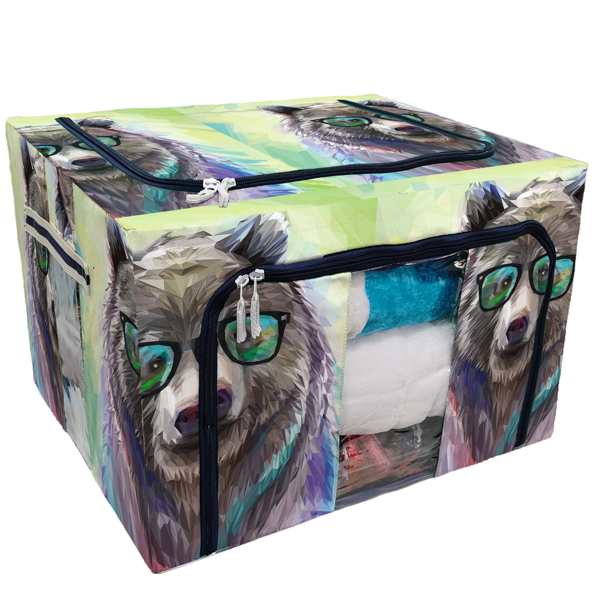 PKQWTM Cool Low Poly Hipster Bear Funny Cute Animal Storage Bag Clear ...