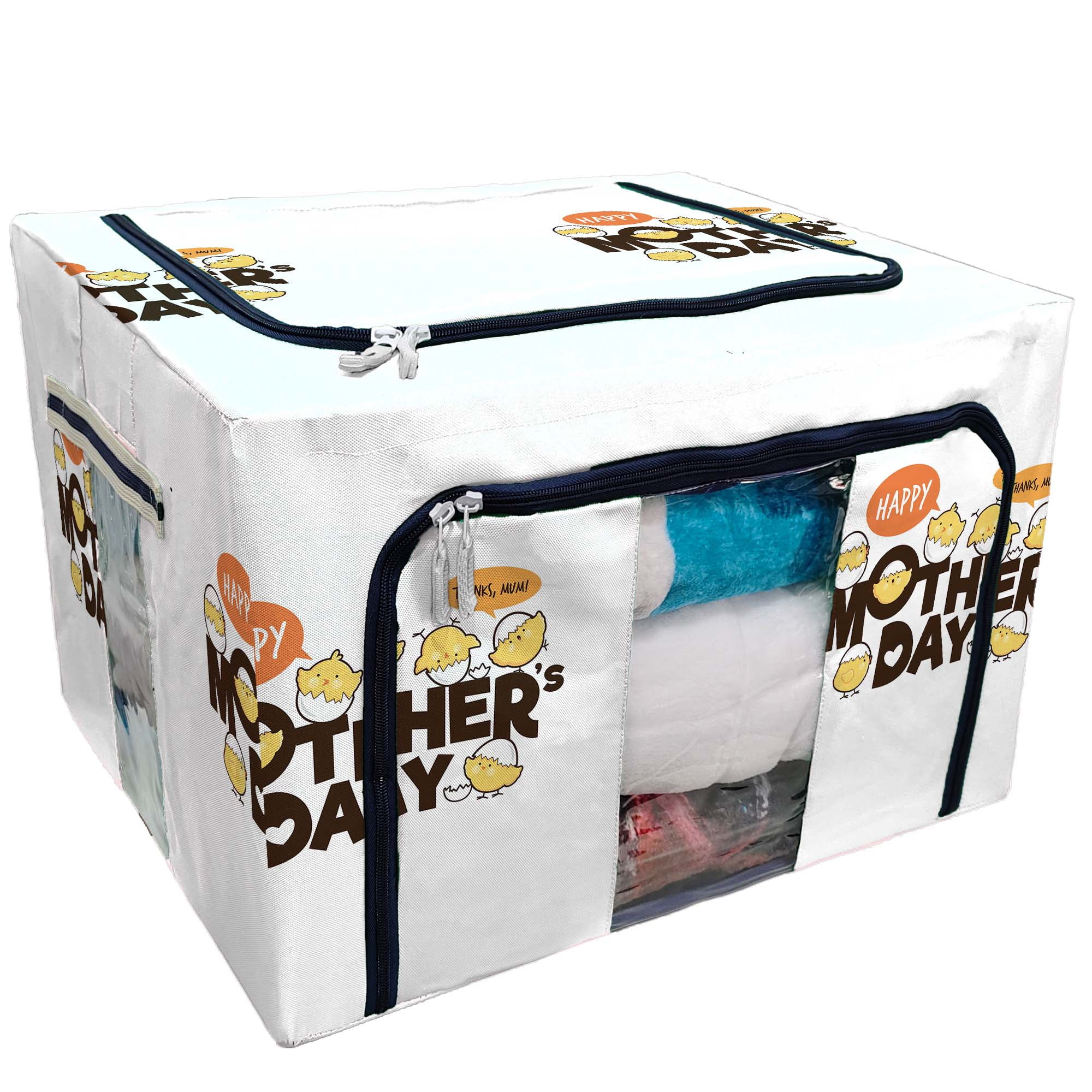 PKQWTM Cute Yellow Chicken Happy Mother's Day Storage Bag Clear Window ...