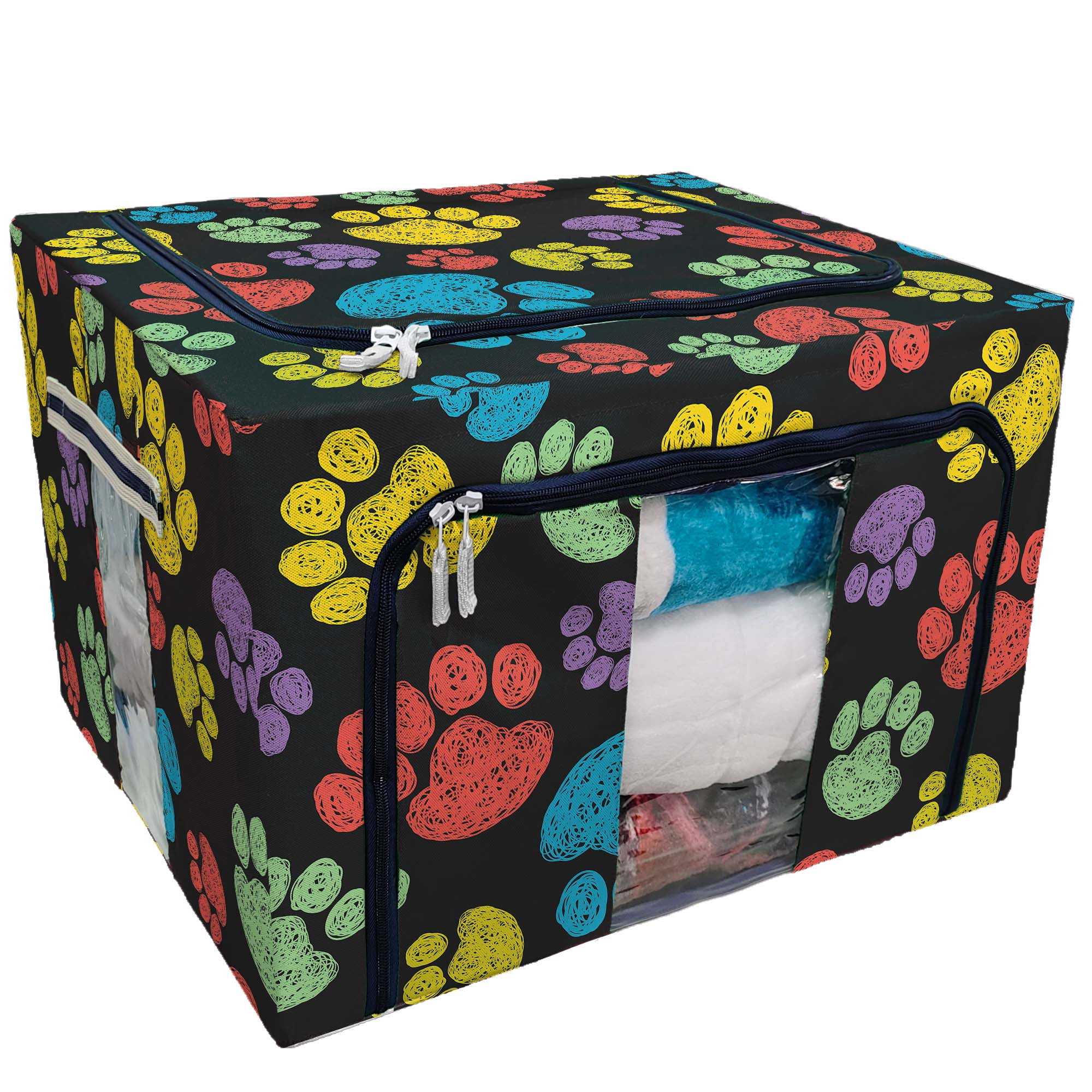 PKQWTM Cute colorful doodle paw prints Animal tiling Storage Bag Clear ...