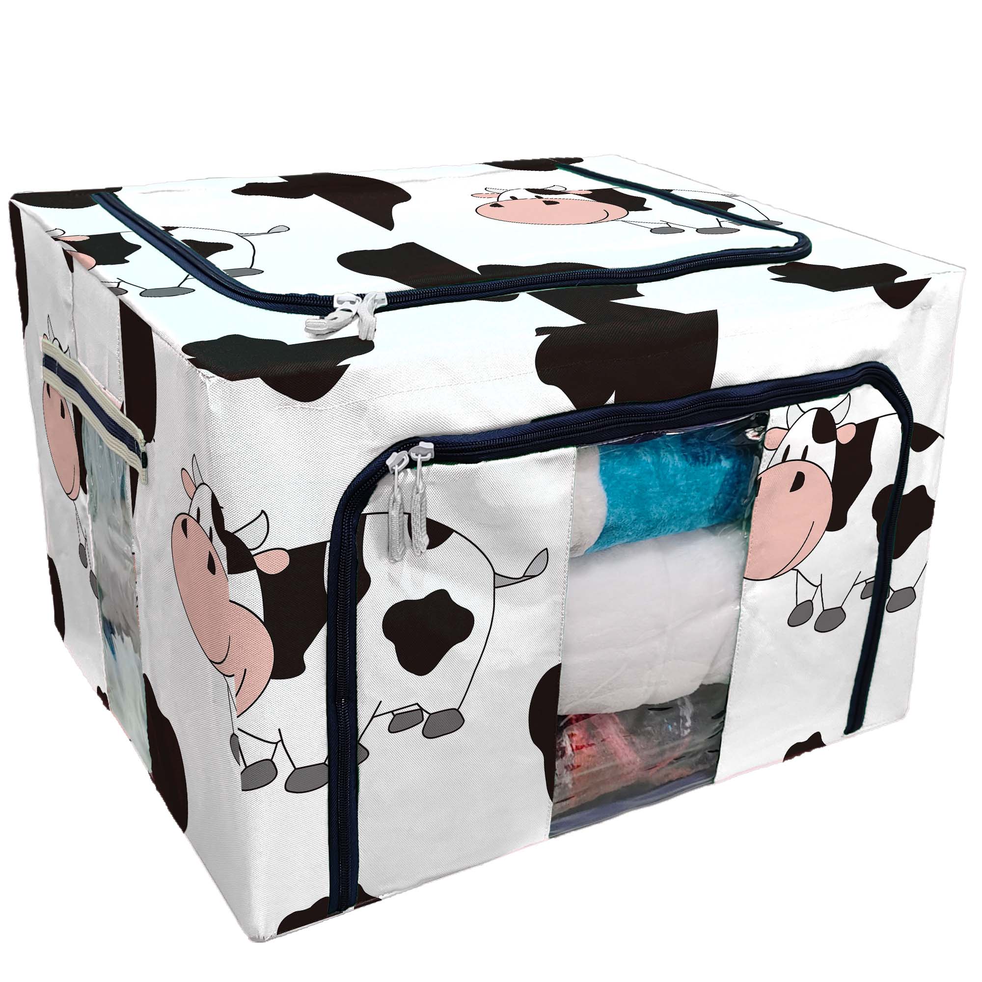 PKQWTM Cute cow cartoon Storage Bag Clear Window Storage Bins Boxes ...