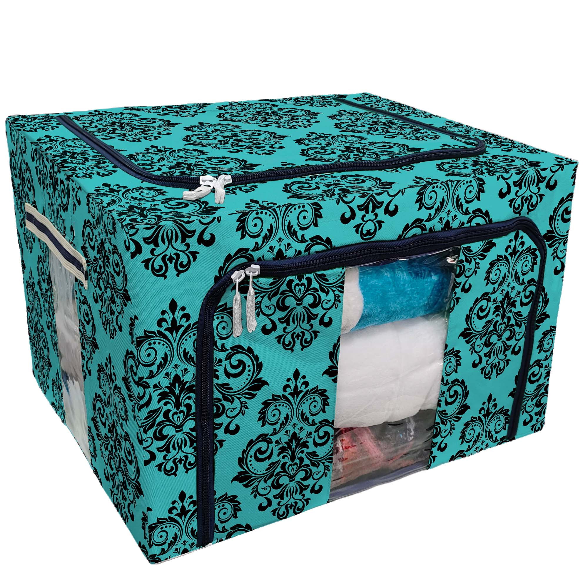 PKQWTM Damask Floral Royal Flowers Black White Storage Bag Clear Window ...