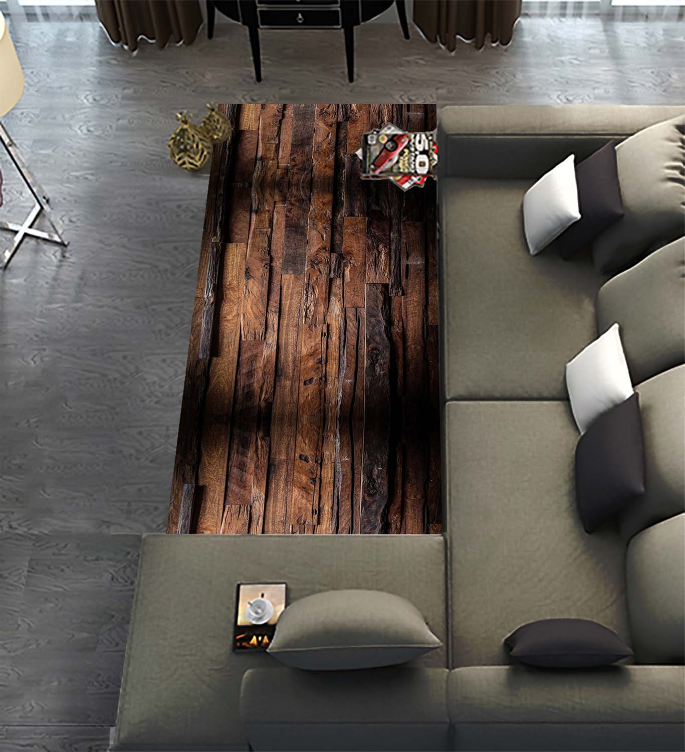 PKQWTM Dark Wood Texture Runner Rug 4 x 10ft Long Area Rug Carpet for ...