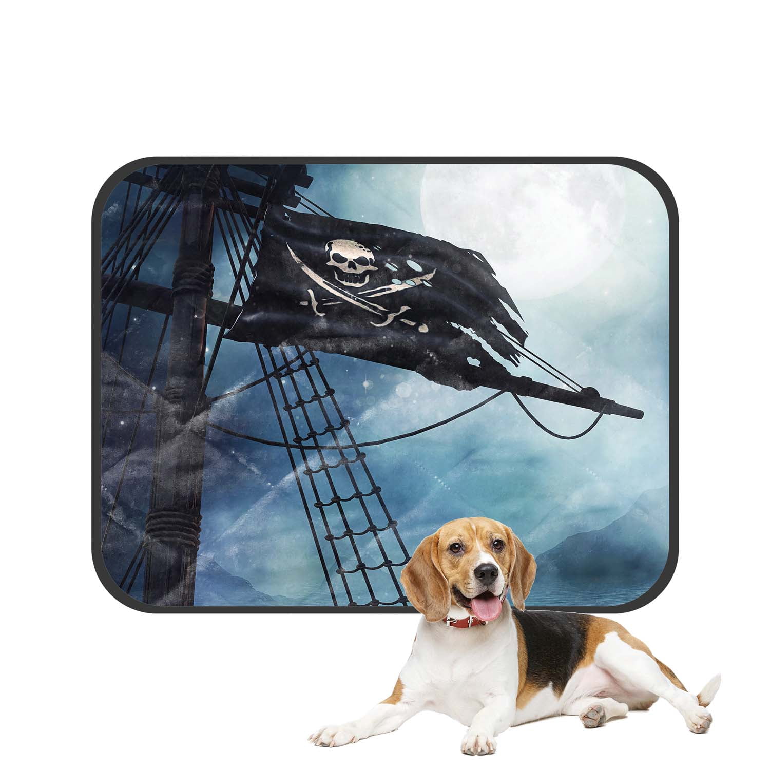 PKQWTM Deck Pirate Ship Black Flag At Night Pet Dog Cat Bed Pee Pads ...