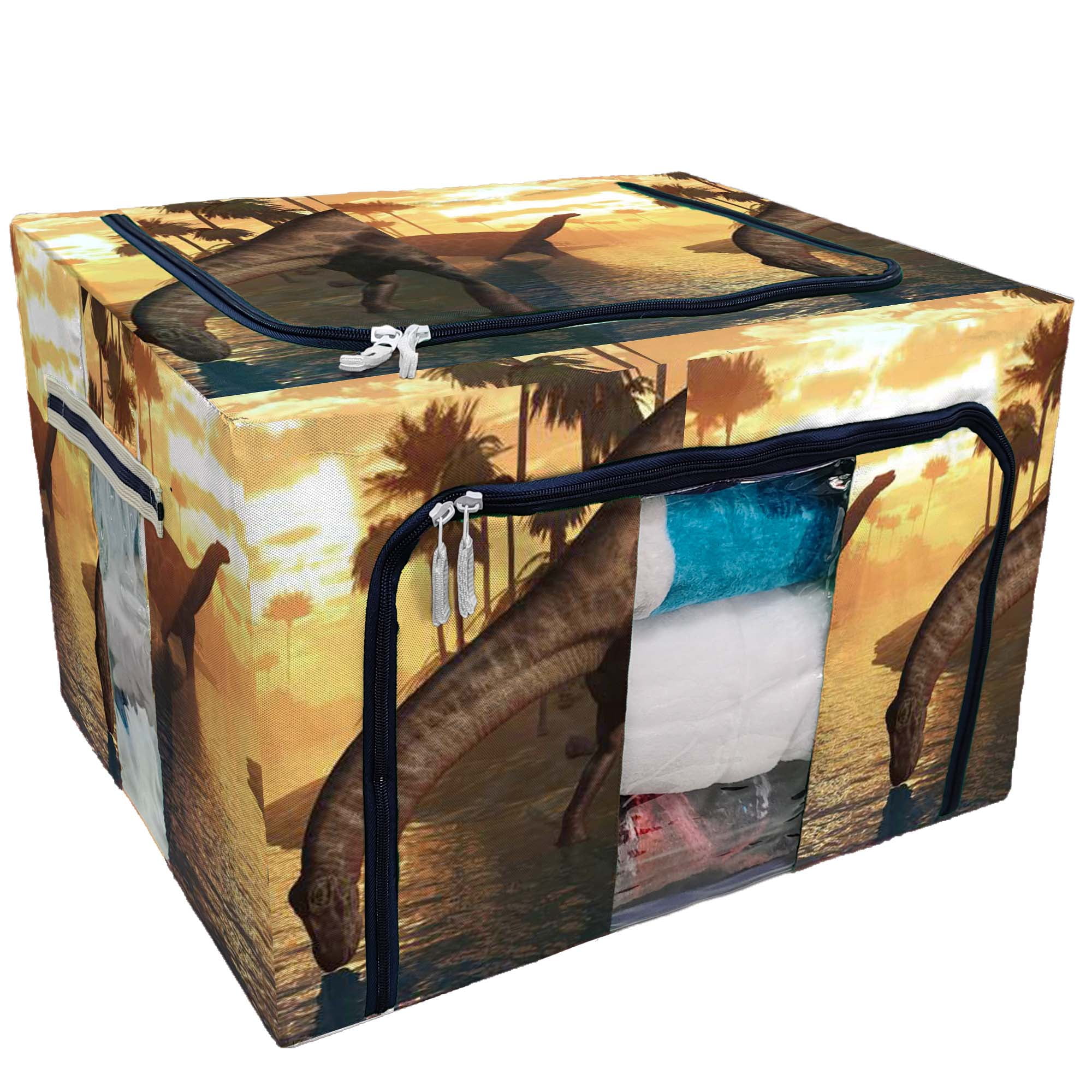 PKQWTM Dicraeosaurus Dinosaurs in a Sunrise Landscape Storage Bag Clear ...