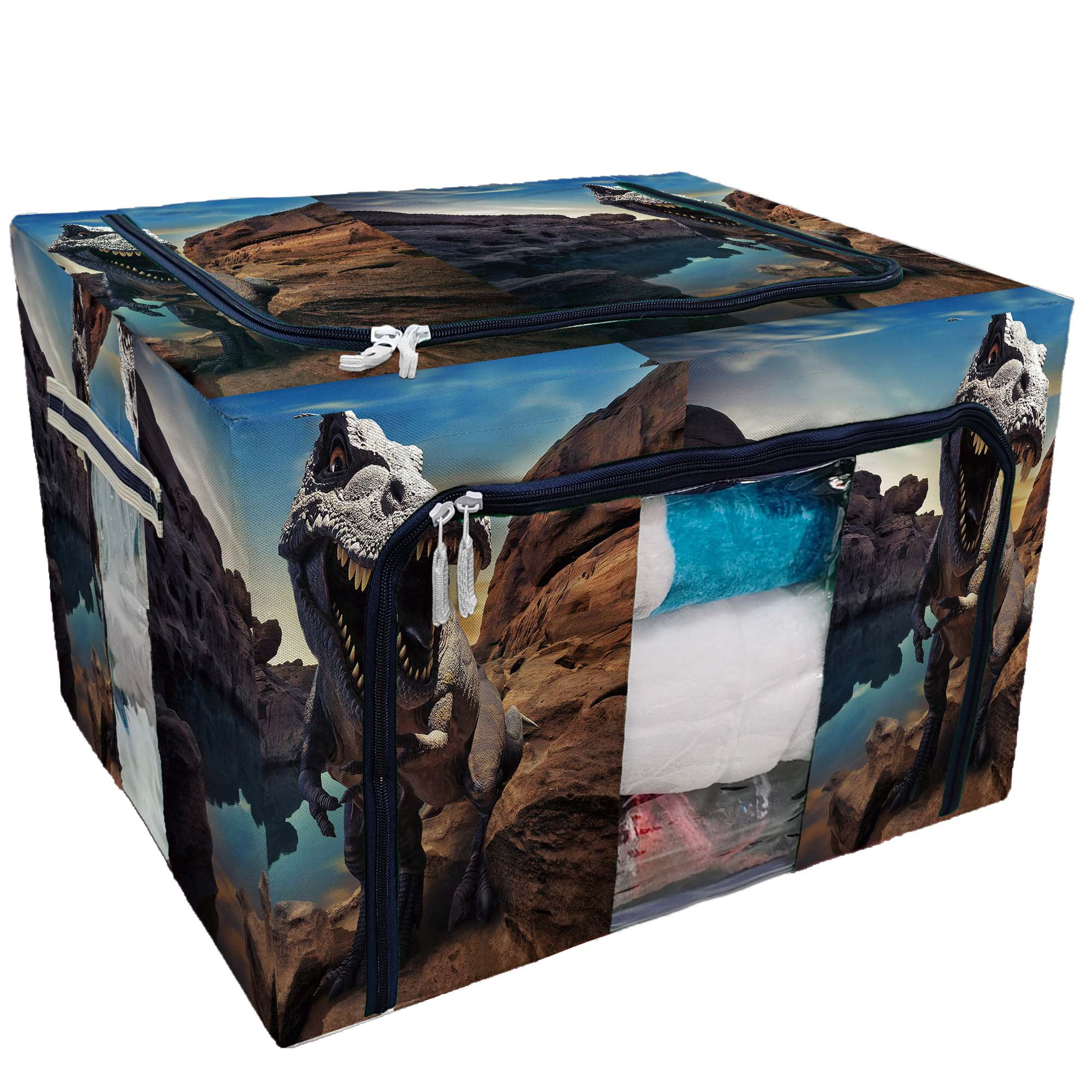 PKQWTM Dinosaurs Model Mountain Rock Storage Bag Clear Window Storage ...