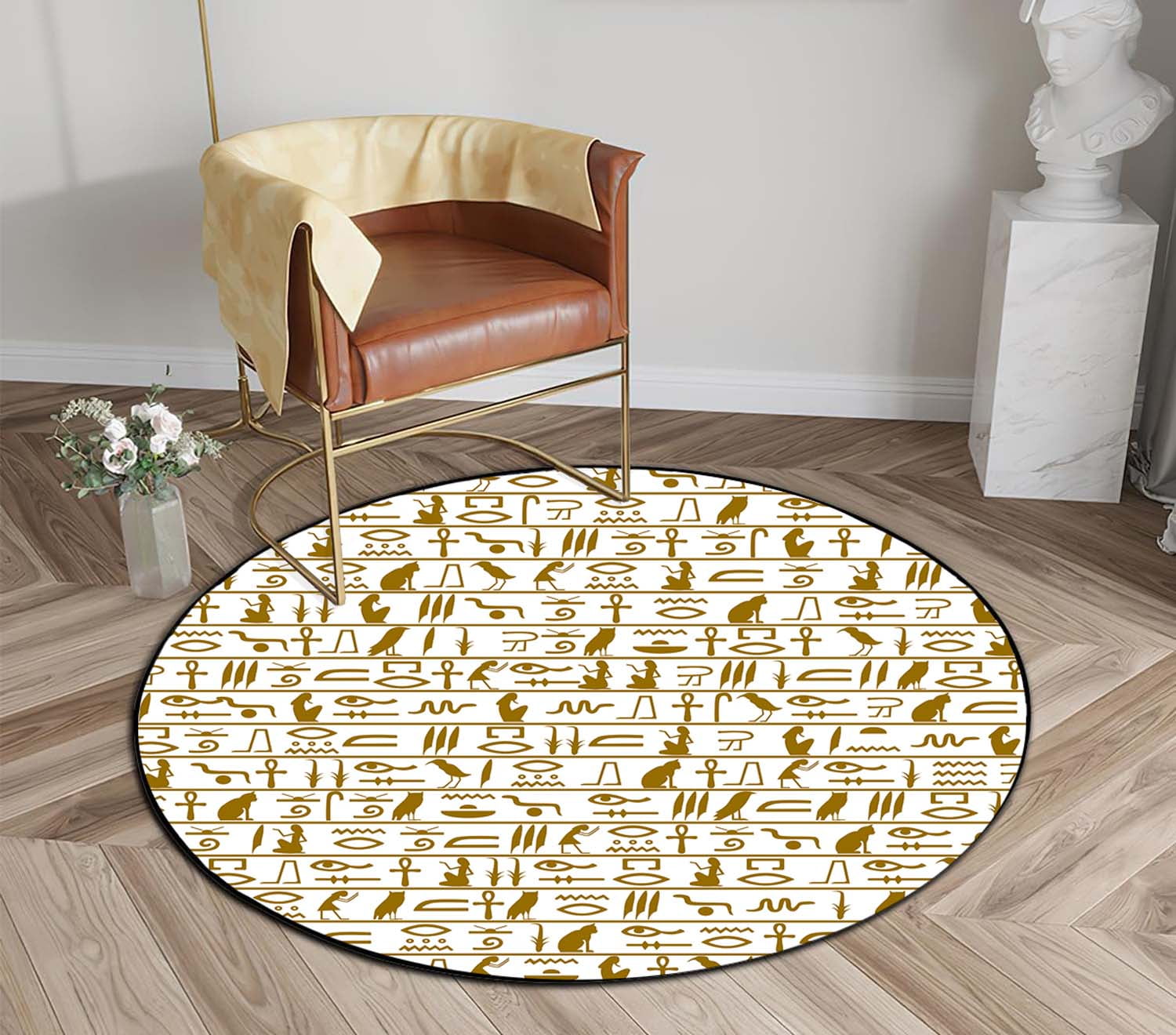PKQWTM Egyptian Hieroglyphs Round Area Rugs Diameter 3 x 3ft Floor ...