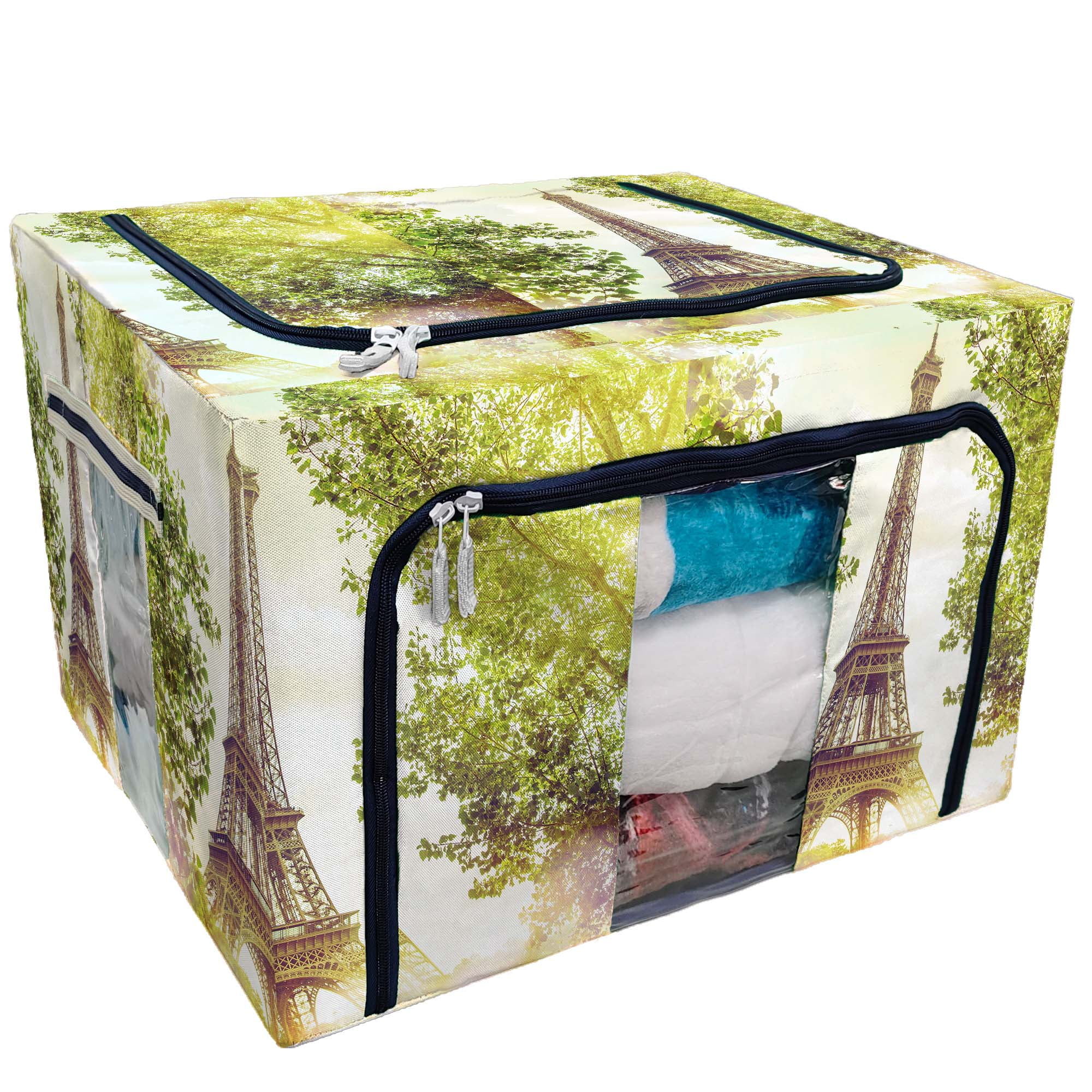 PKQWTM Eiffel Tower Green Summer Trees Sunset Rays Storage Bag Clear ...