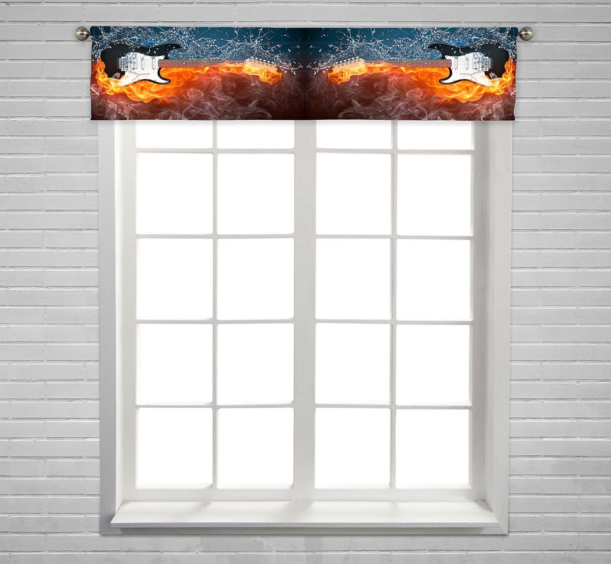 PKQWTM Electric guitar in fire and water Window Curtain Valance Rod ...