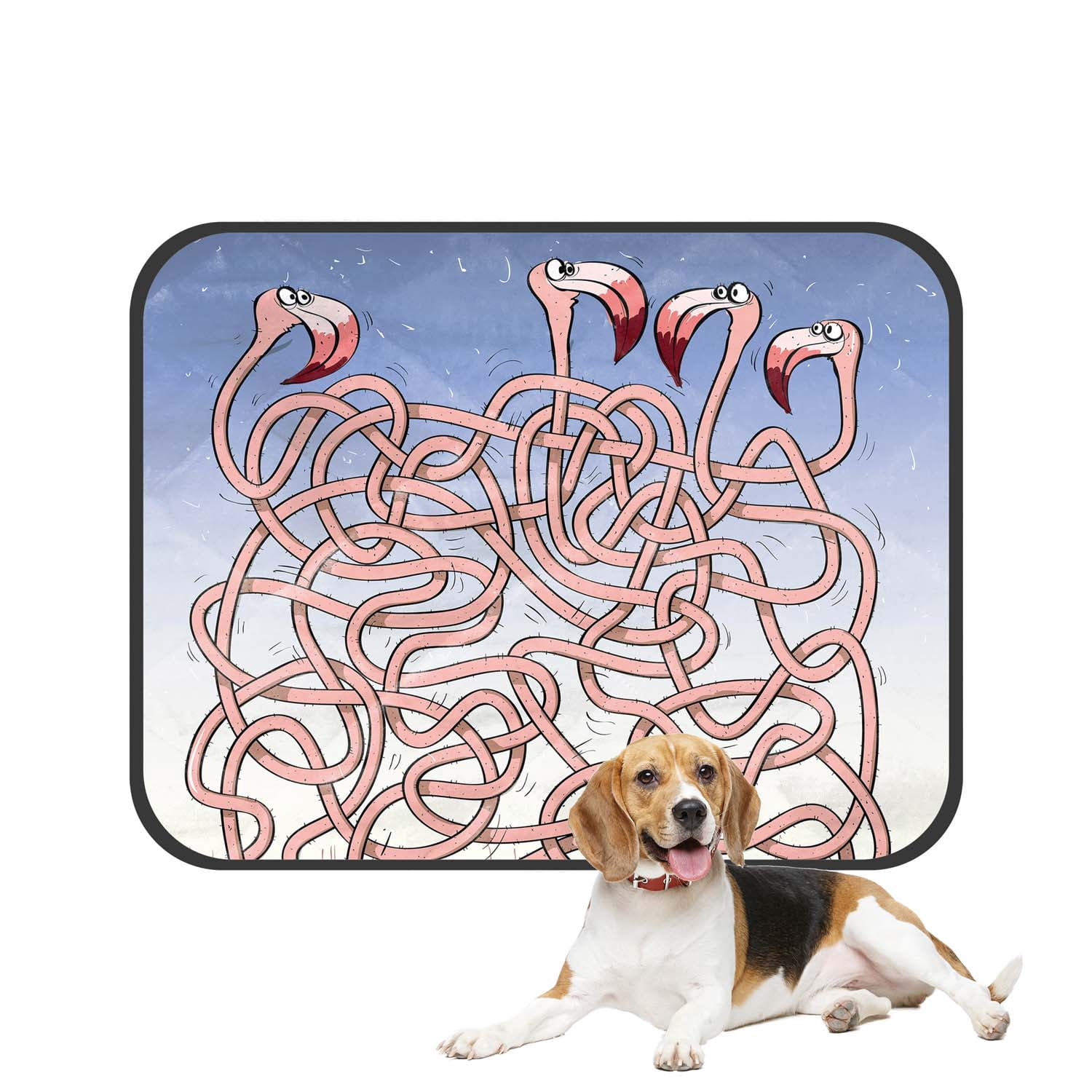 PKQWTM Five Flamingos Maze Game Funny Animals Pet Dog Cat Bed Pee Pads ...