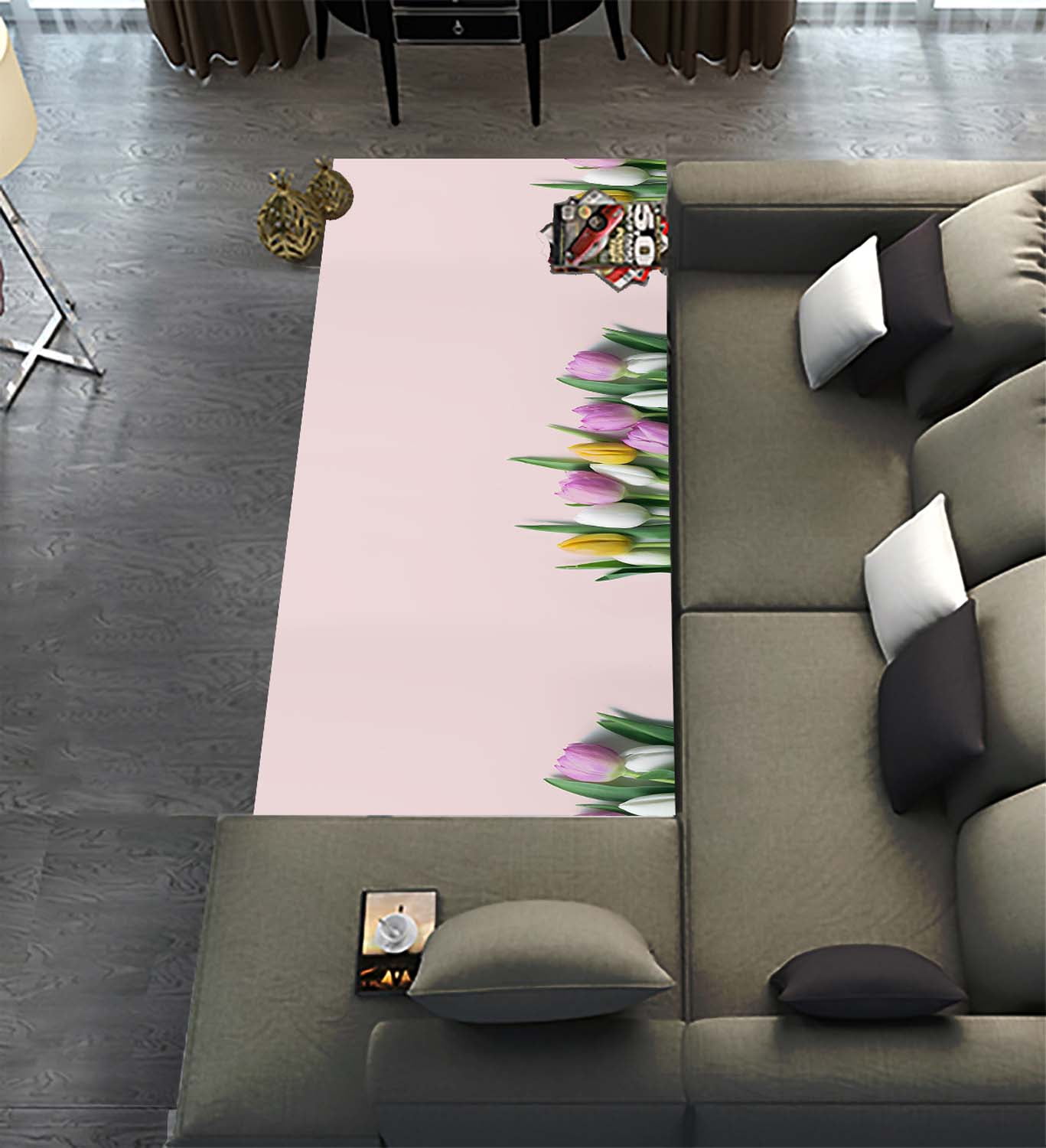 PKQWTM Flower Runner Rug 4 x 10ft Long Area Rug Carpet for Hallway ...