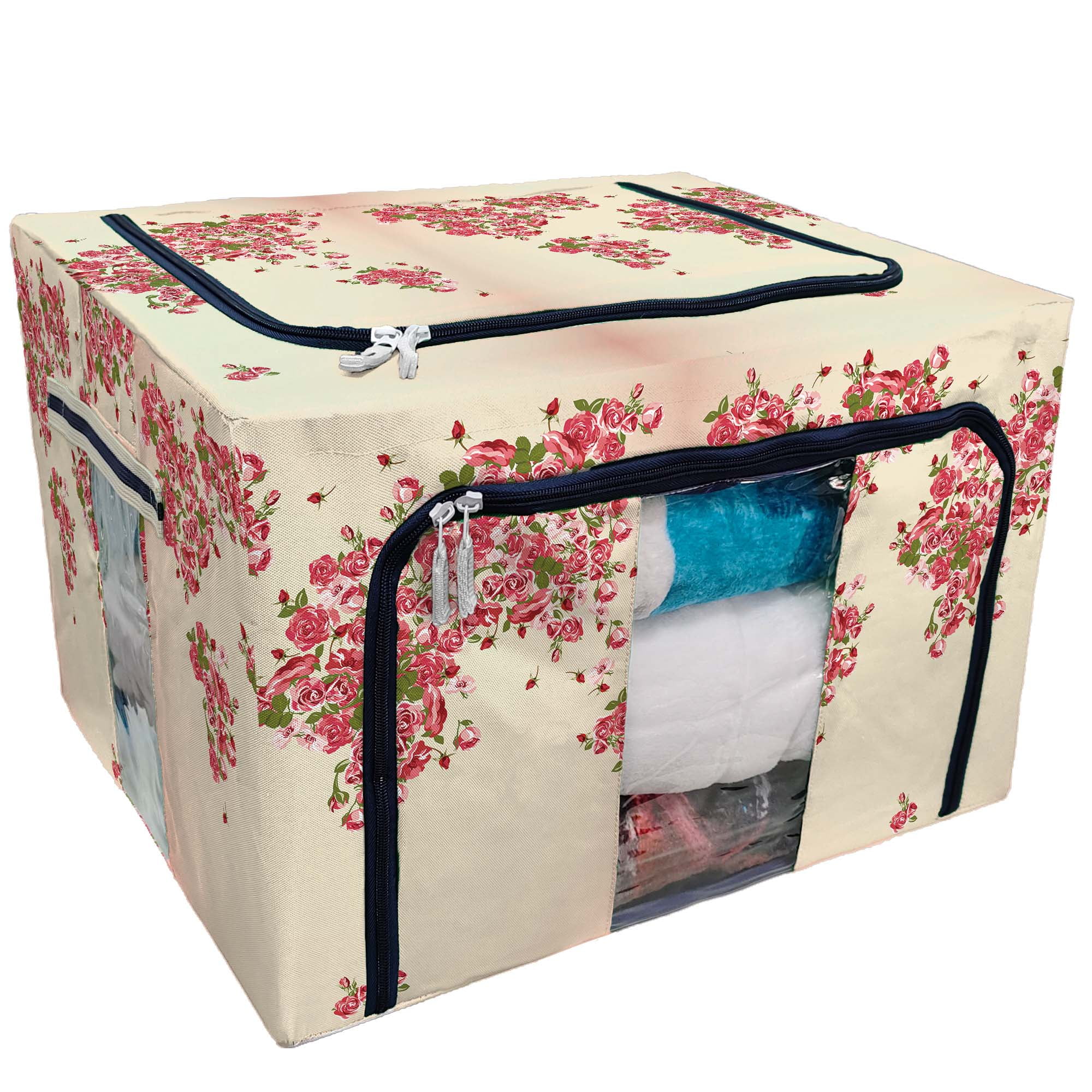 PKQWTM Flower World Map Eco Abstract Storage Bag Clear Window Storage ...