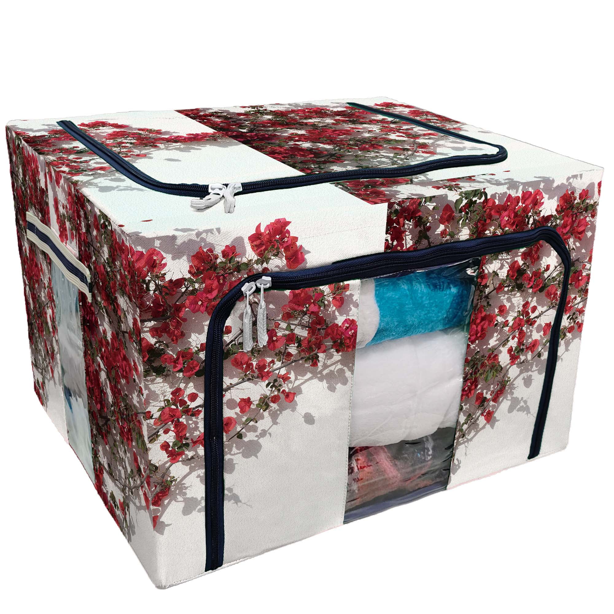 PKQWTM Flowers Storage Bag Clear Window Storage Bins Boxes Large Capacity Foldable Stackable ...