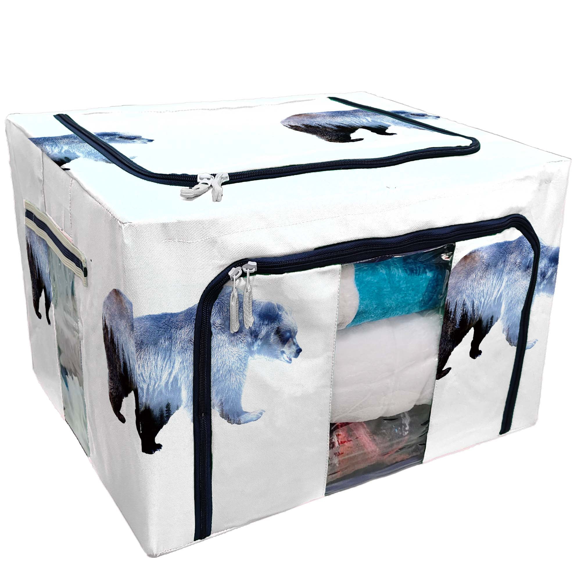 PKQWTM Forest Brown Bear Art Storage Bag Clear Window Storage Bins ...