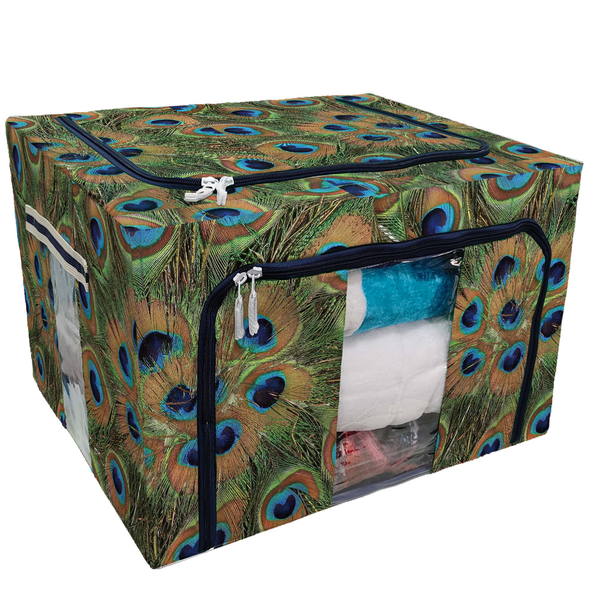 PKQWTM Fragment old fan peacock feathers Storage Bag Clear Window ...