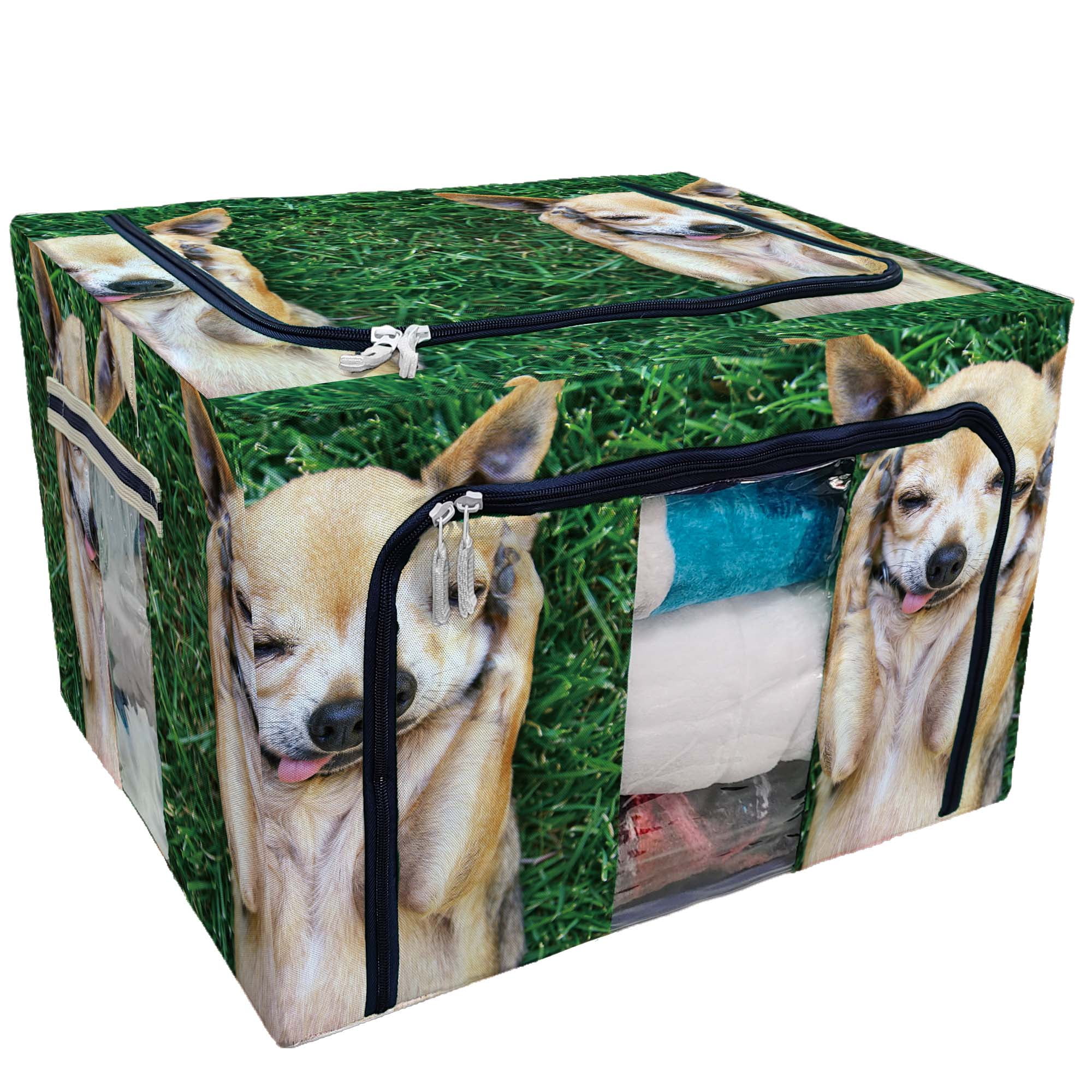 PKQWTM Funny Animals Cute Chihuahua Dog Paw on Head Storage Bag Clear ...