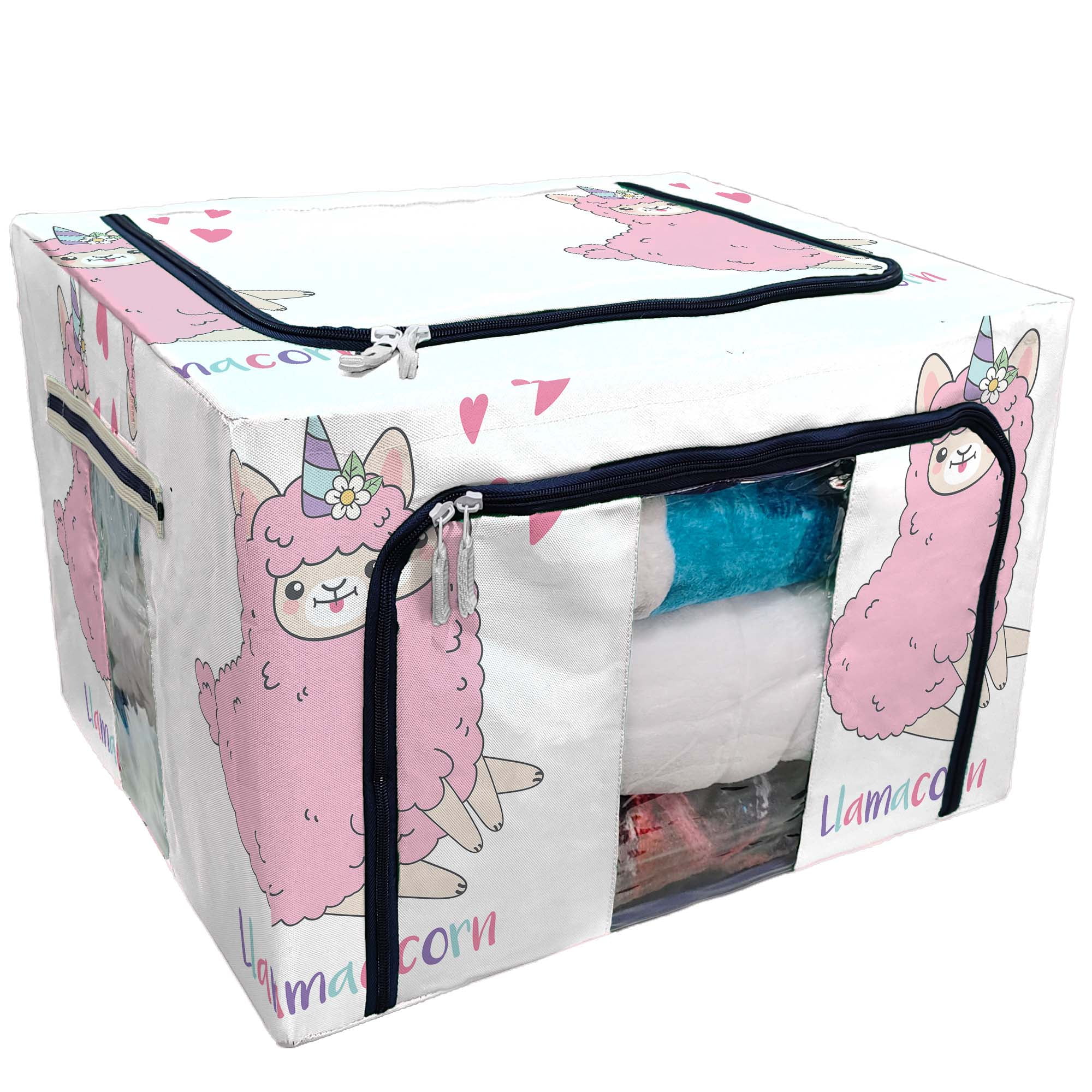 PKQWTM Funny Smiling Pink Unicorn Llama (Alpaca) Storage Bag Clear ...