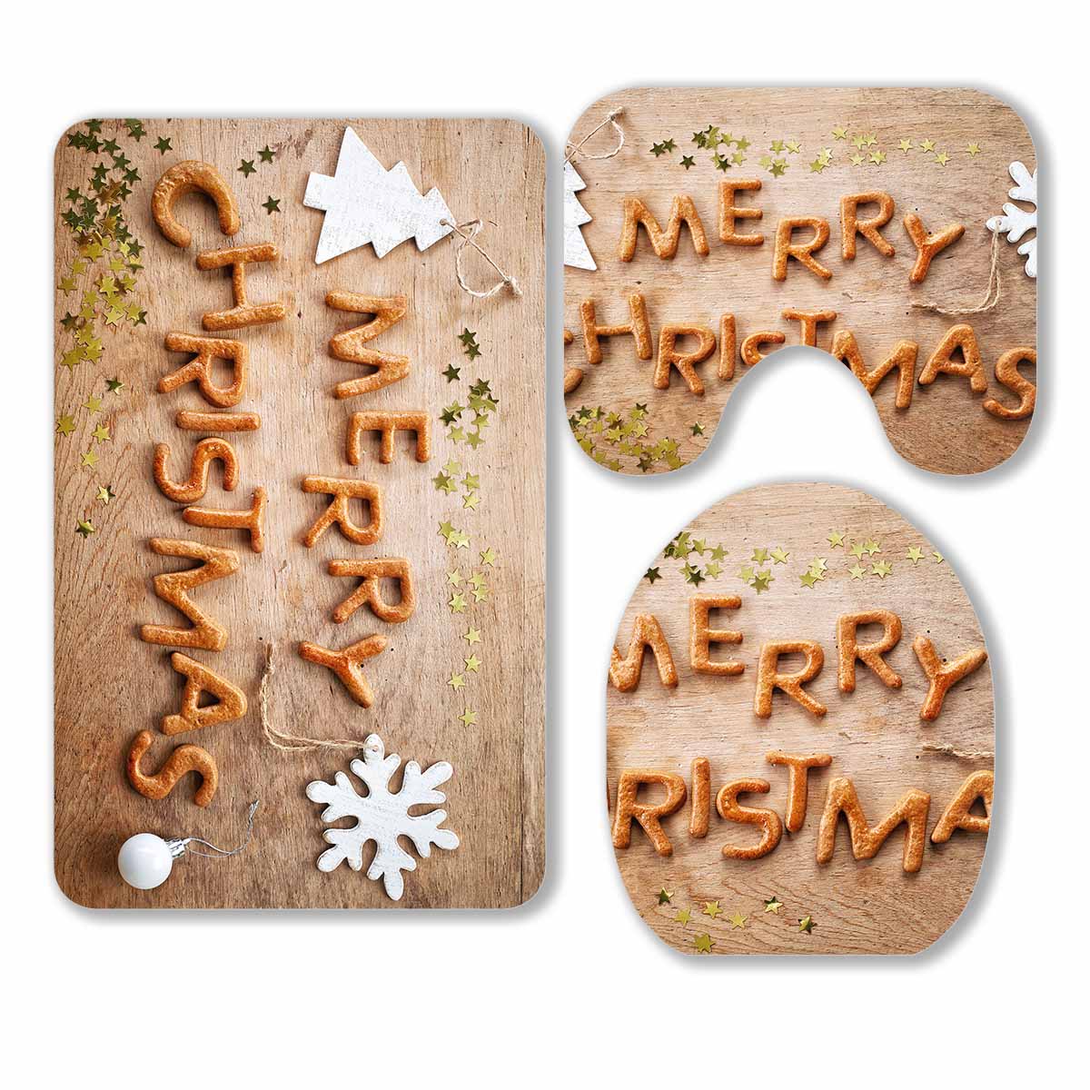 PKQWTM Gingerbread Words Merry Christmas Old Wooden Table 3 Piece ...