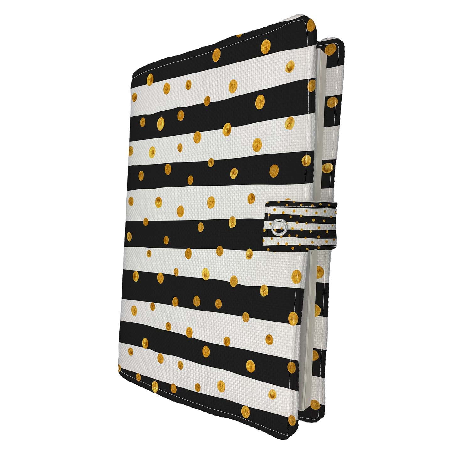 PKQWTM Gold Dots White Black Stripes Book Cover Book Protector Book ...