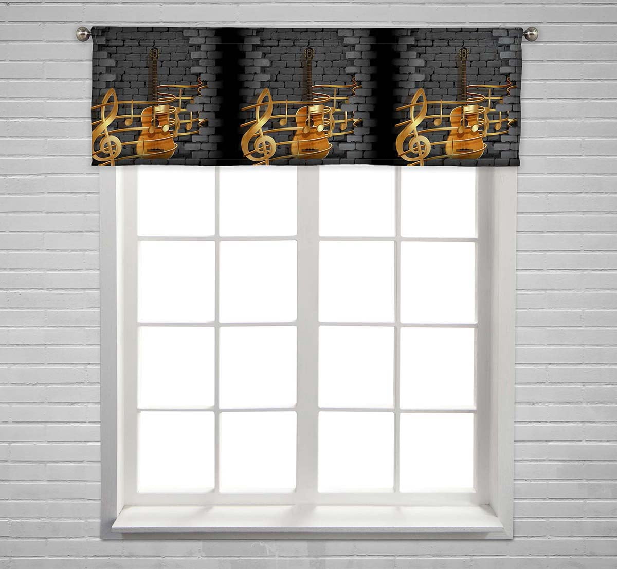 PKQWTM Gold Musical Notes Volume Treble Clef Staff Guitar Old Brick ...