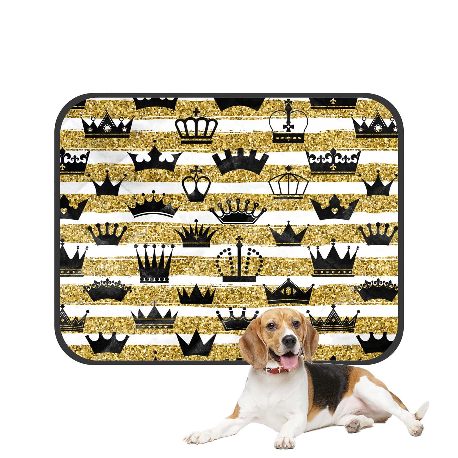 PKQWTM Golden glitter texture white lines crowns Pet Dog Cat Bed Pee ...