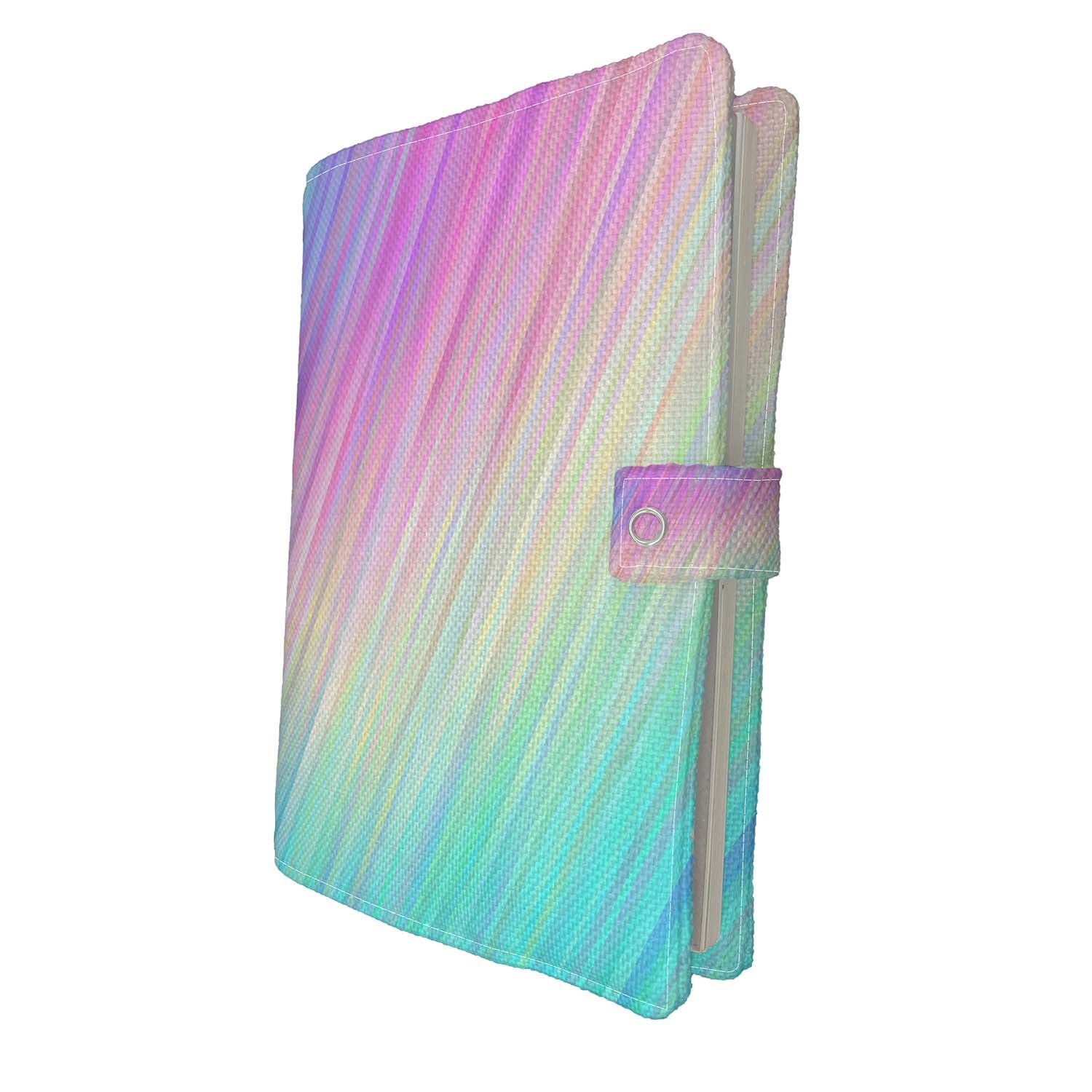 PKQWTM Gradient Stripes Pastel Rainbow Shiny Lines Neon Book Cover Book ...