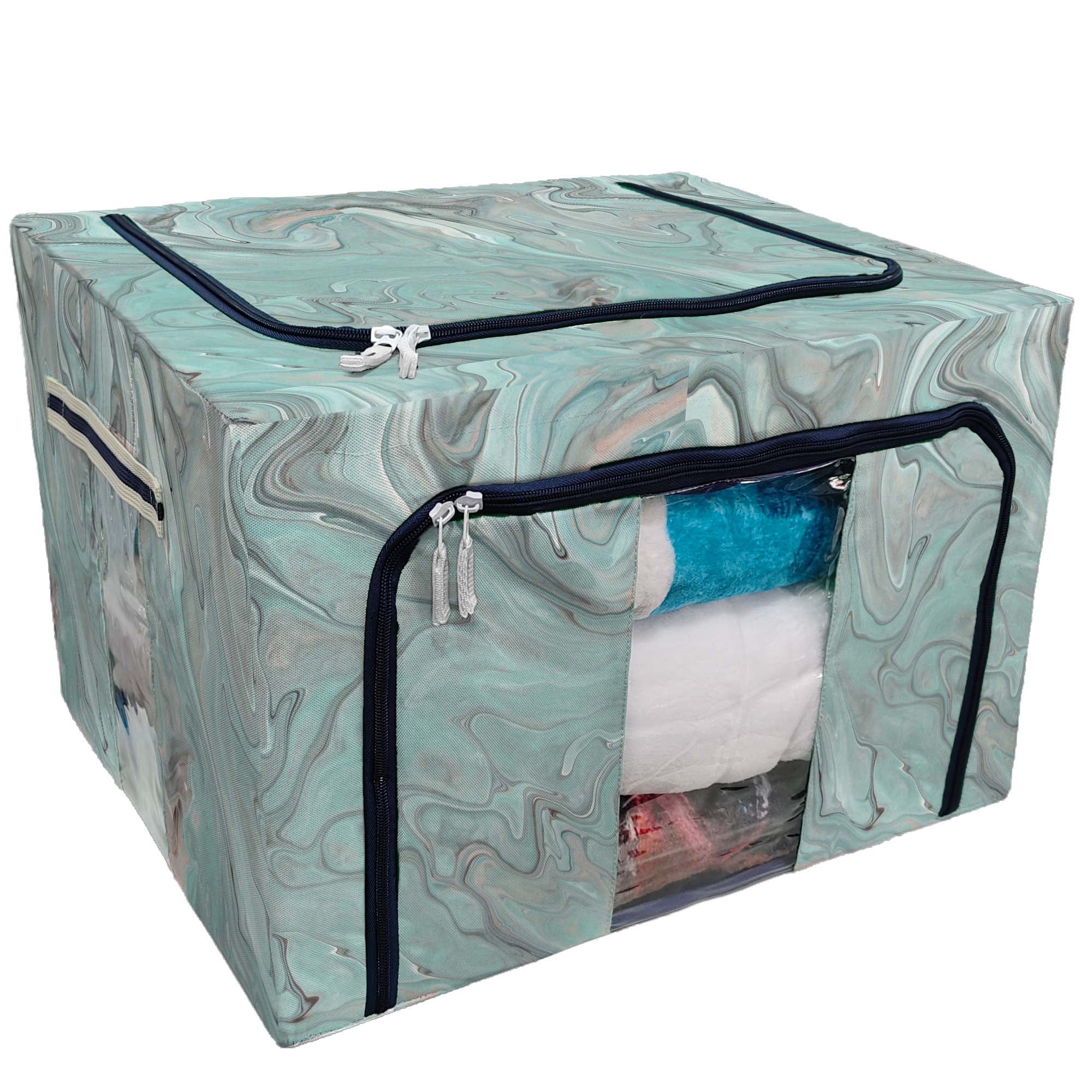 PKQWTM Green Marble Texture Design Storage Bag Clear Window Storage ...