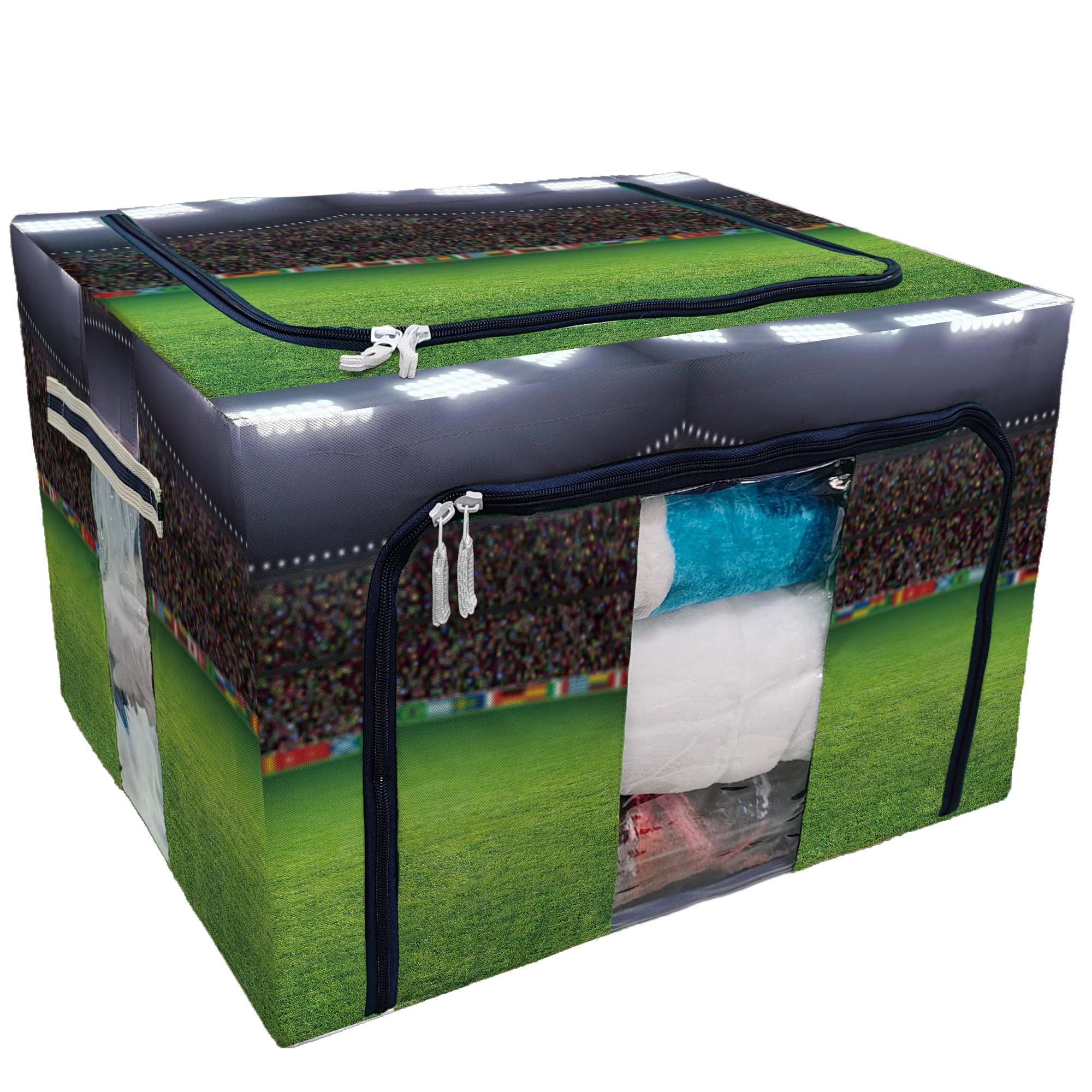 PKQWTM Green Soccer Stadium Illuminated Field Arena In Night Storage ...