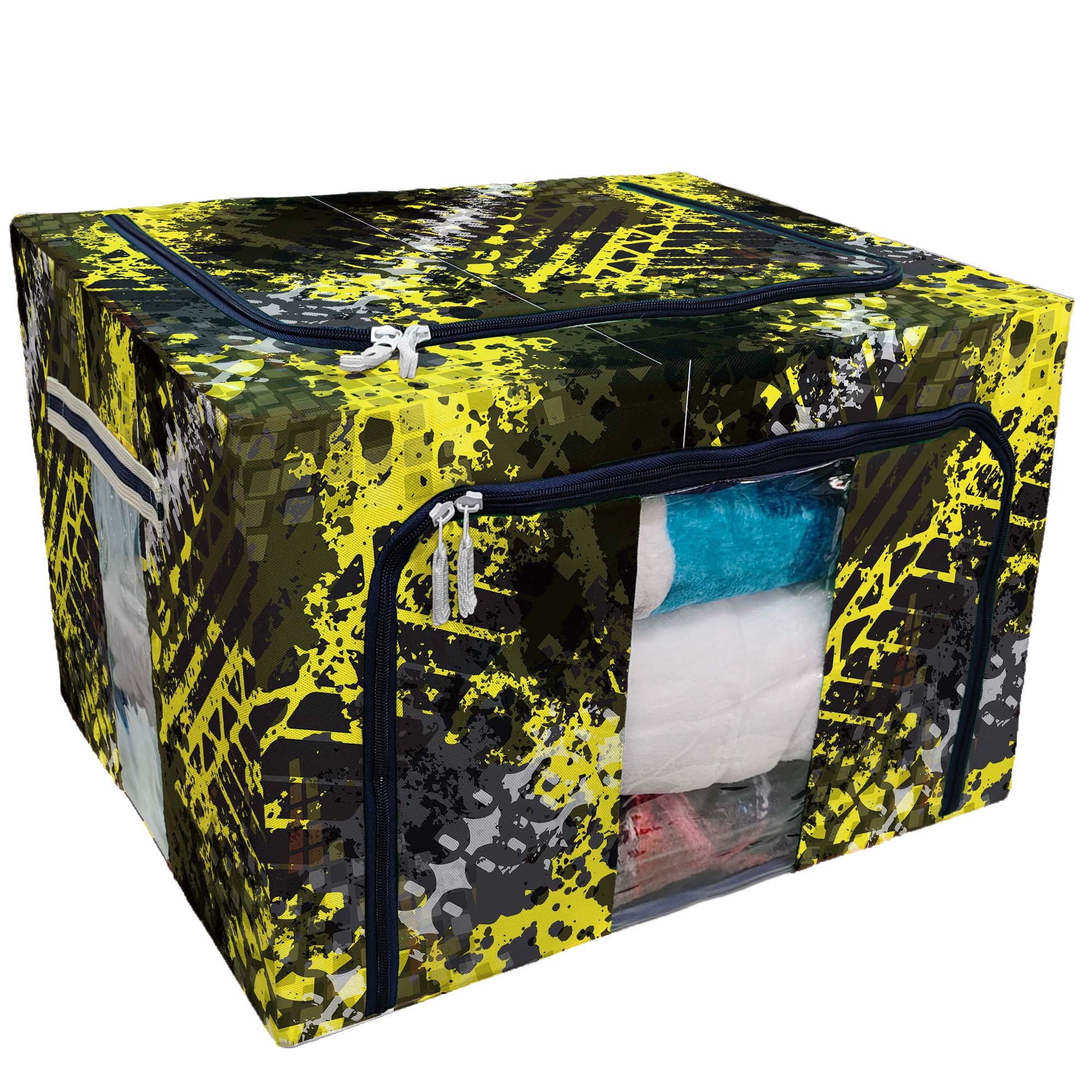 PKQWTM Grunge Tire Tracks Yellow Storage Bag Clear Window Storage Bins ...