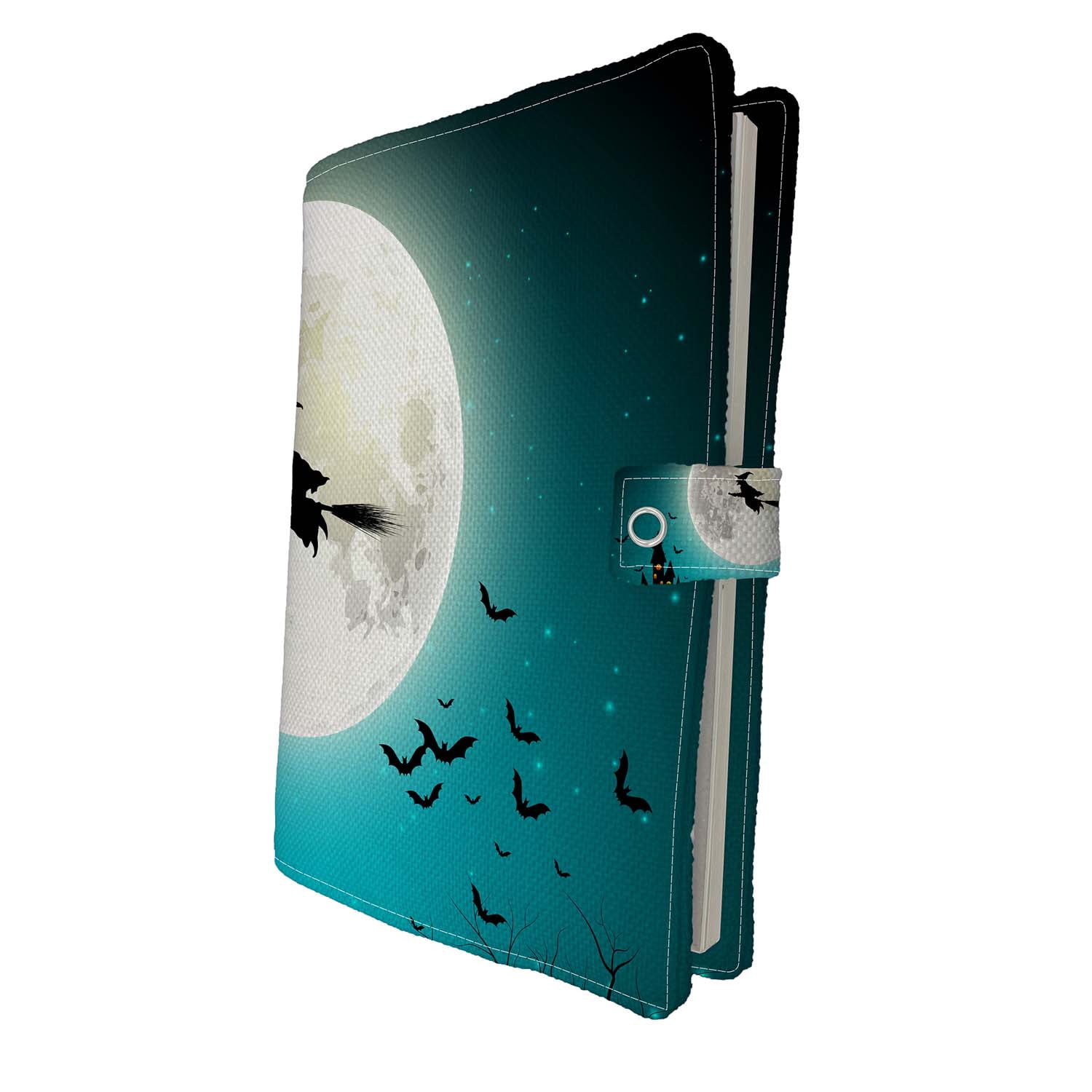 PKQWTM Halloween Flying Witch Full Moon Book Cover Book Protector Book ...