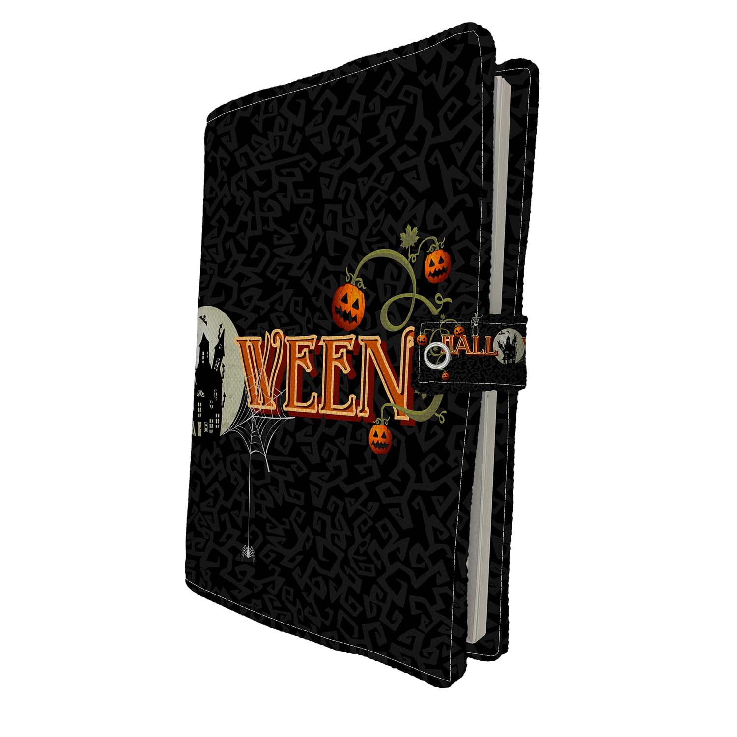 PKQWTM Halloween Full Moon Text Spooky Haunted House Book Cover Book ...