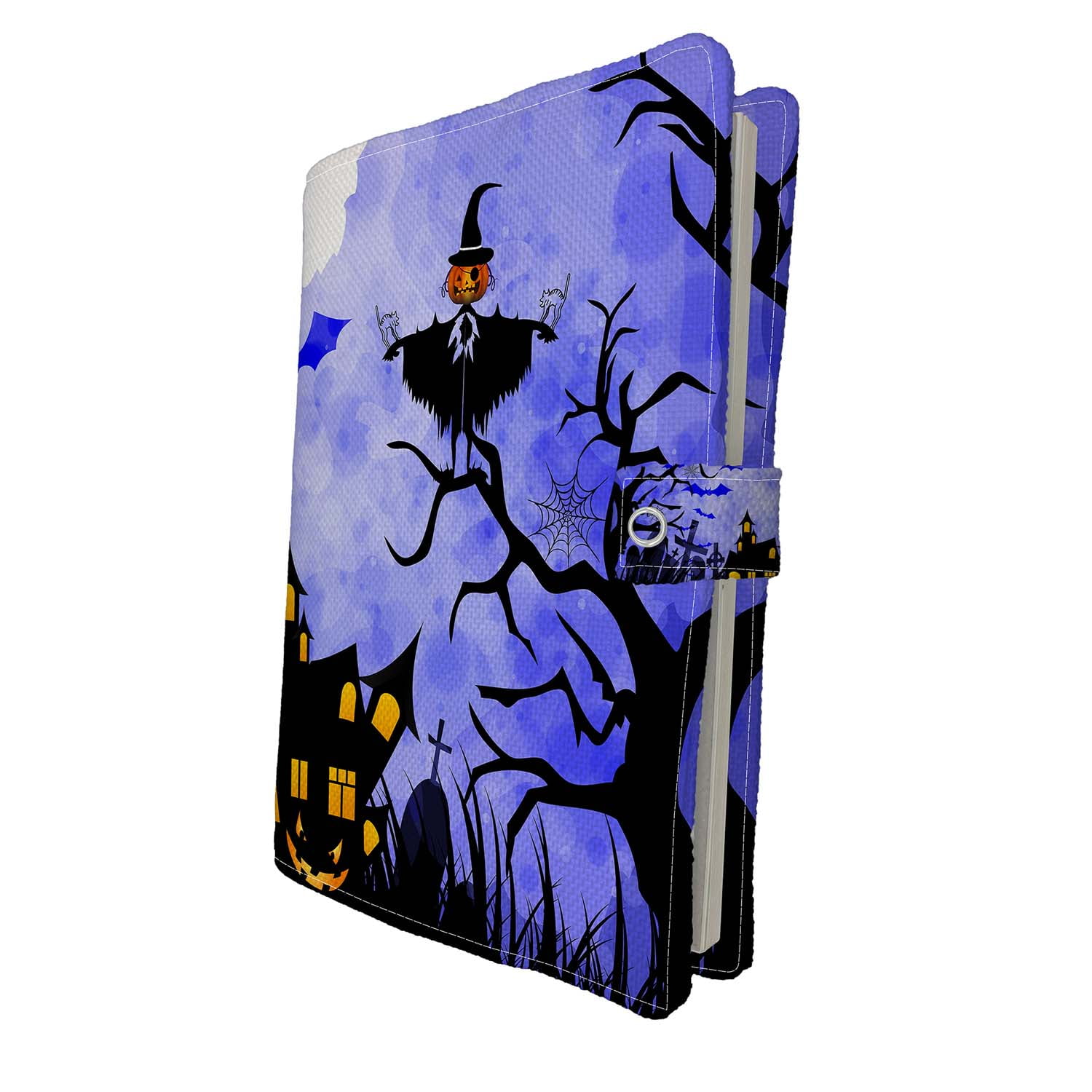 PKQWTM Halloween Pumpkin Scarecrows Starry Night Black Trees Book Cover ...