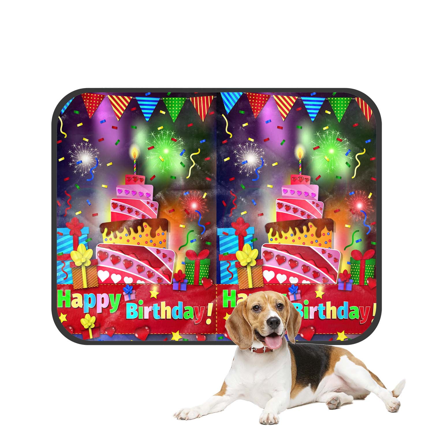 PKQWTM Happy Birthday Paper Sign Over Confetti Holiday Pet Dog Cat Bed Pee Pads Mat Cushion ...