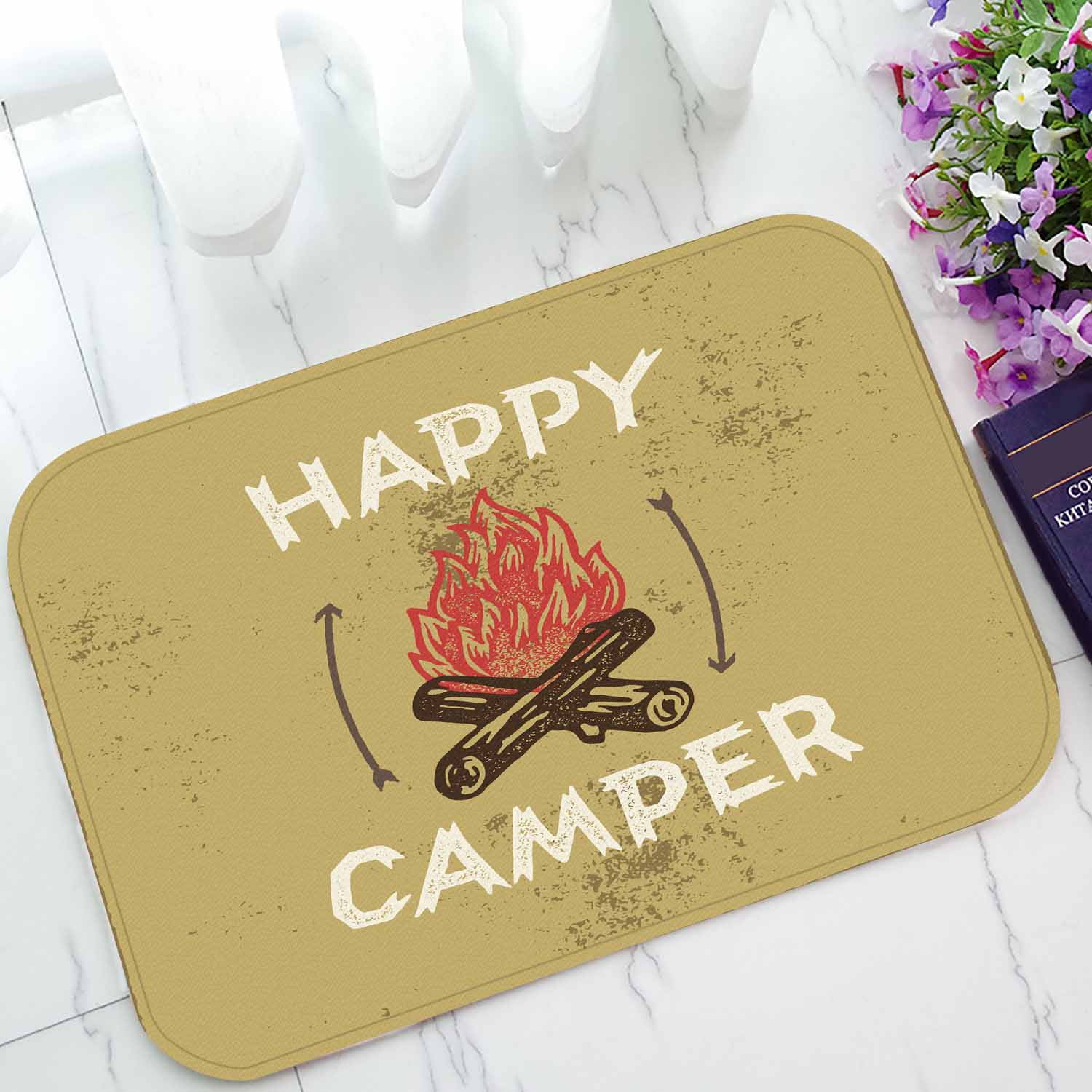 PKQWTM Happy Camper Campfire Home Decor Floor Mat Area Rug Doormat Size ...