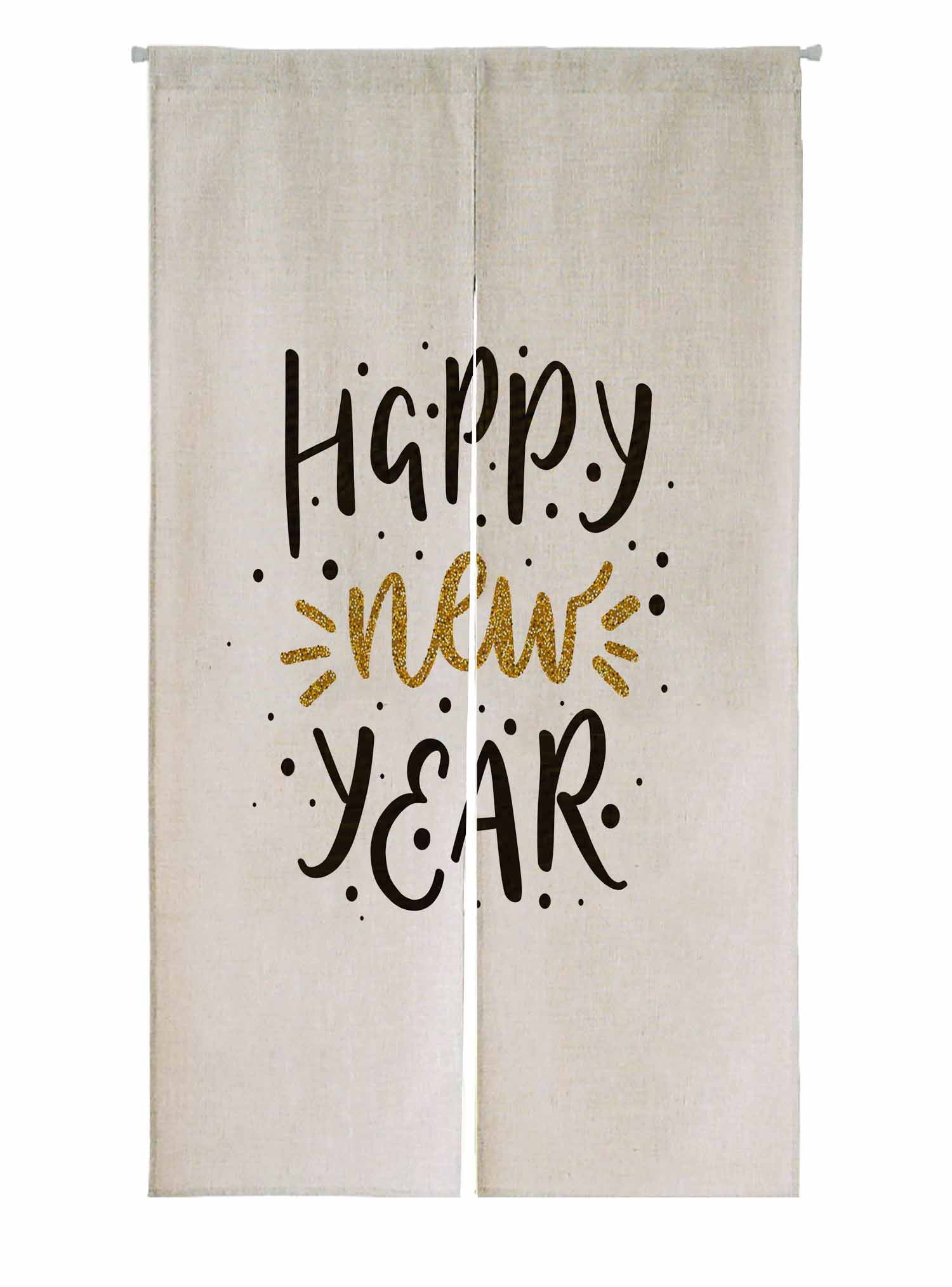 PKQWTM Happy New Year Shine Letters Black Gold Door Curtain Window ...