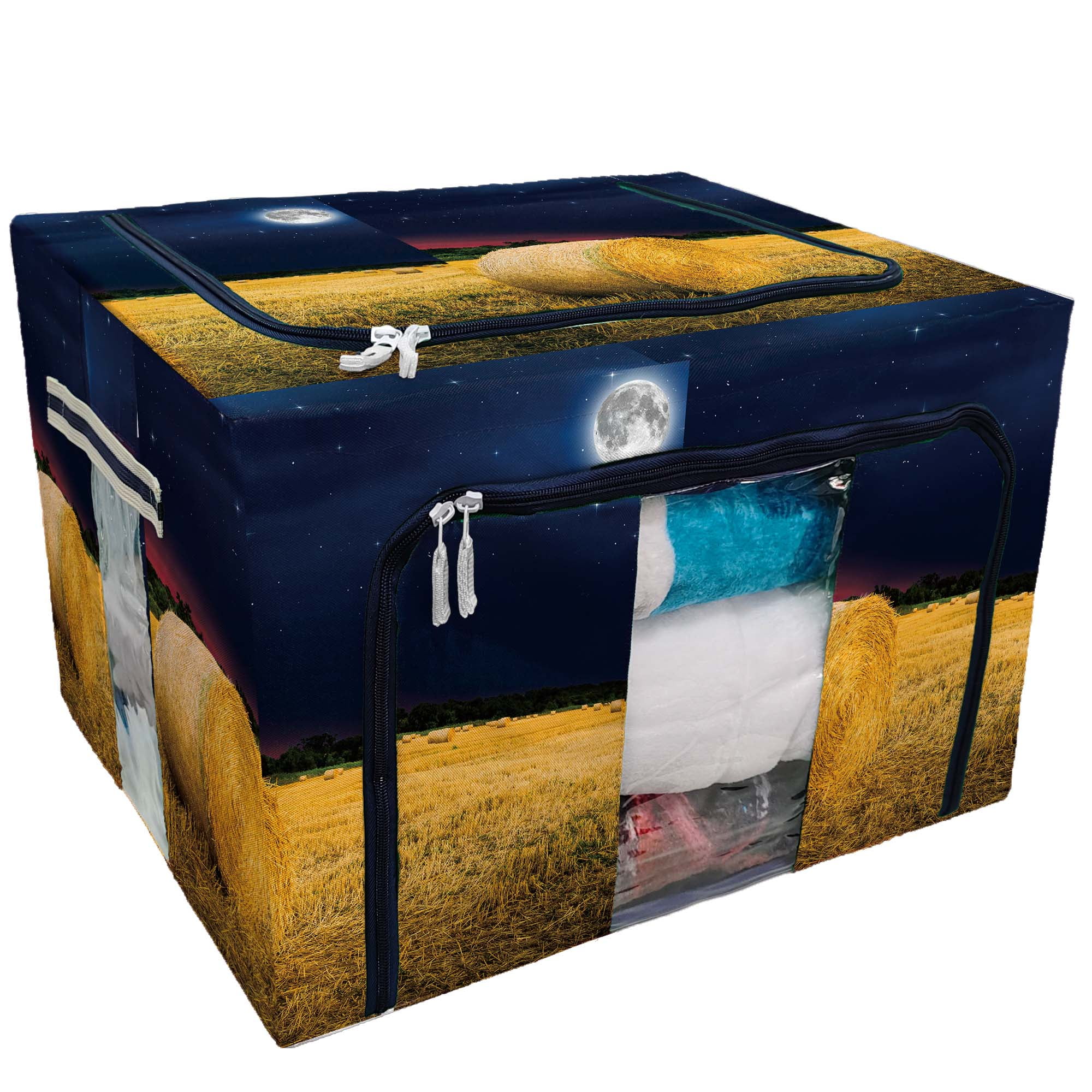 PKQWTM Hay Bales in the Night Mystic Auumn Scenery Storage Bag Clear ...