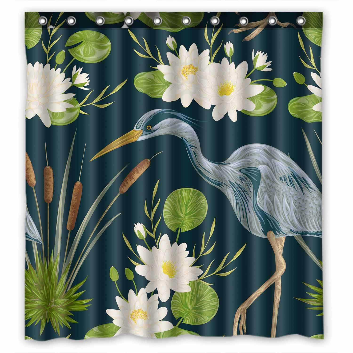 PKQWTM Heron Bird Water Lily Bulrush Swamp Flora Fauna WaterProof ...