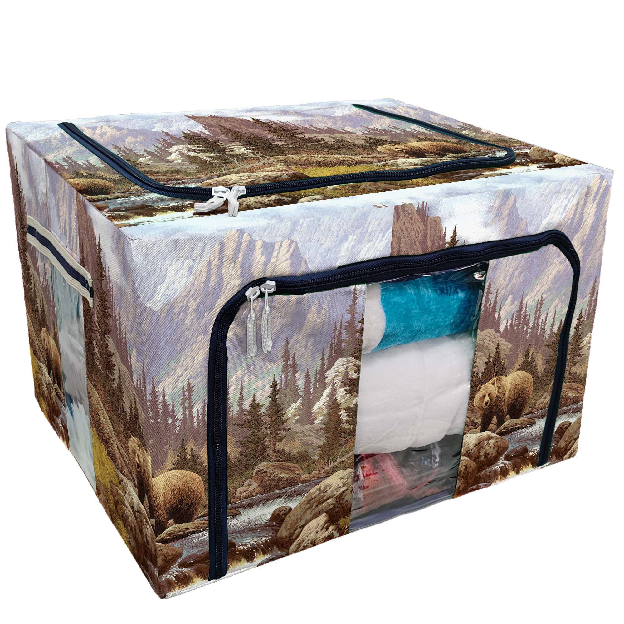 PKQWTM Home Decor Grizzly Bear in the Rocky Mountains Storage Bag Clear ...