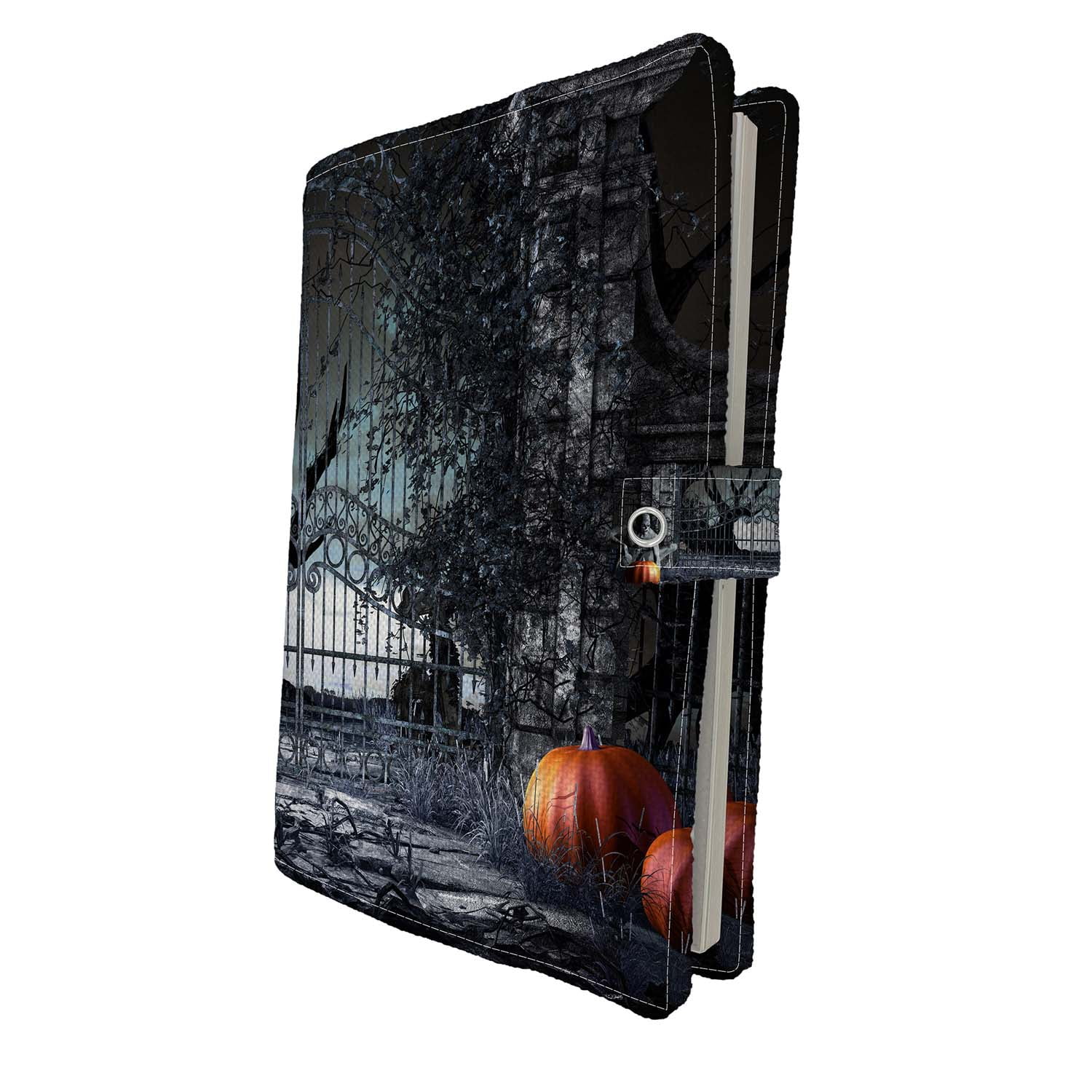 PKQWTM Horror scenery zombie pumpkins old garden gate Book Cover Book ...