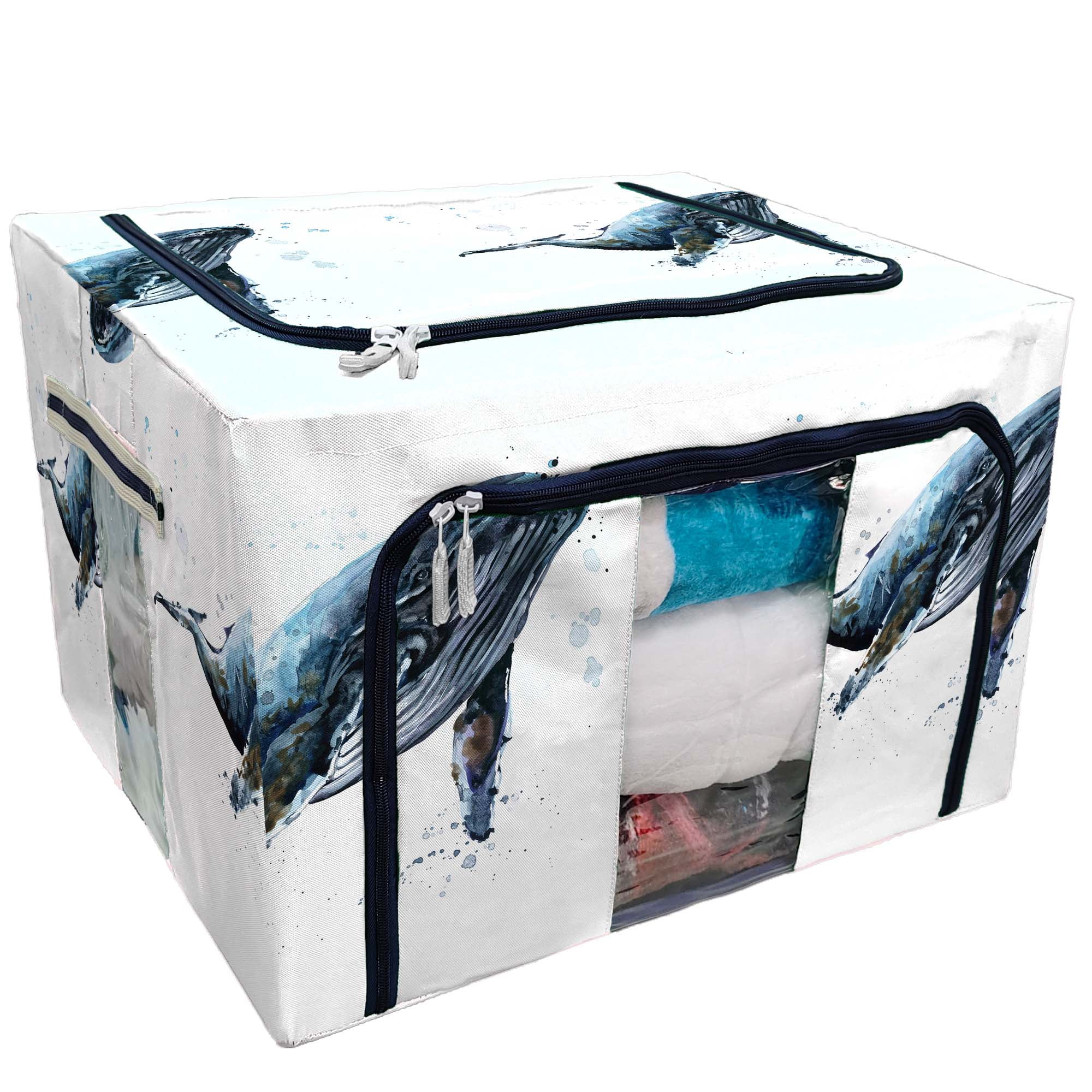 PKQWTM Humpback whale Underwater fauna Storage Bag Clear Window Storage ...