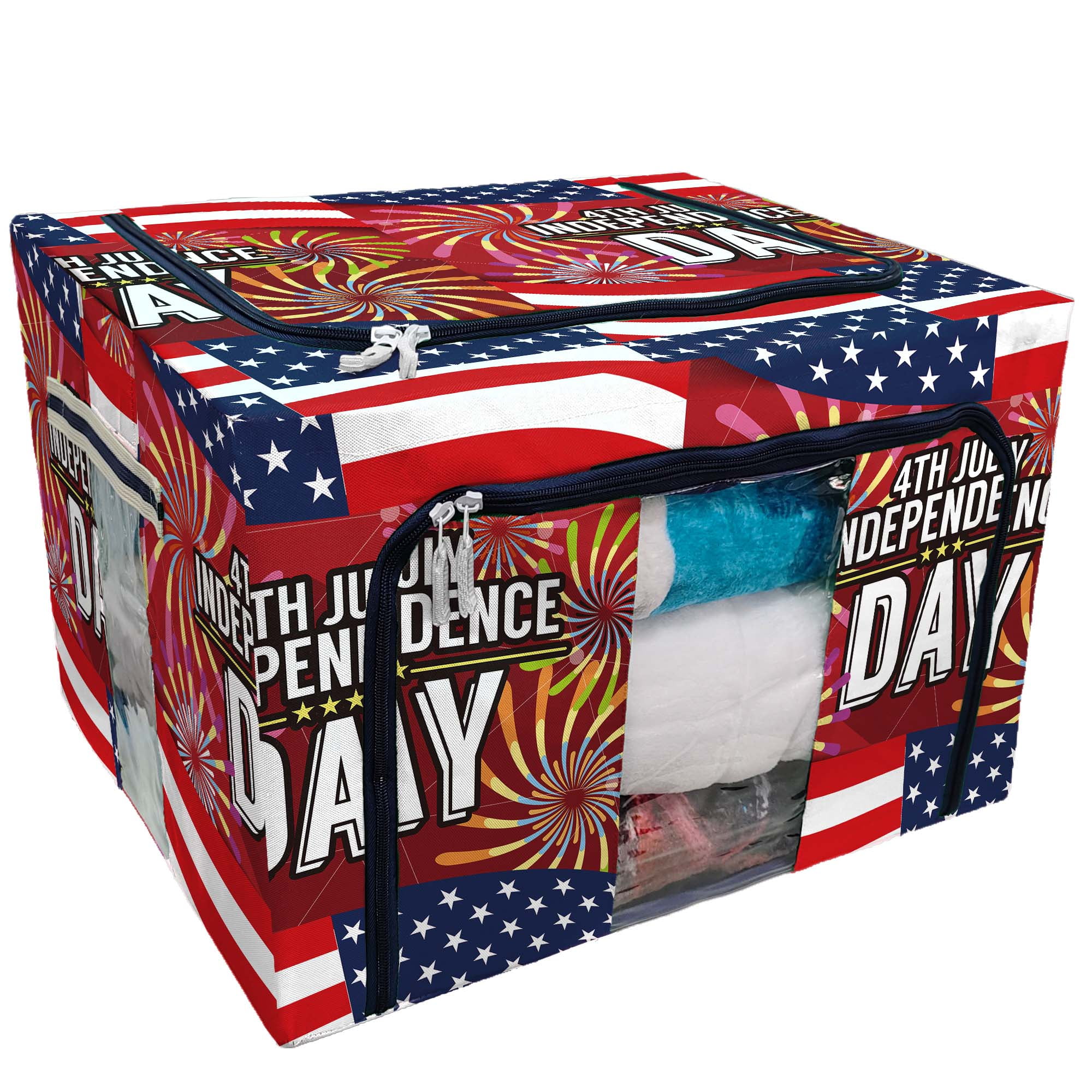 PKQWTM Independence Day Banner Storage Bag Clear Window Storage Bins ...