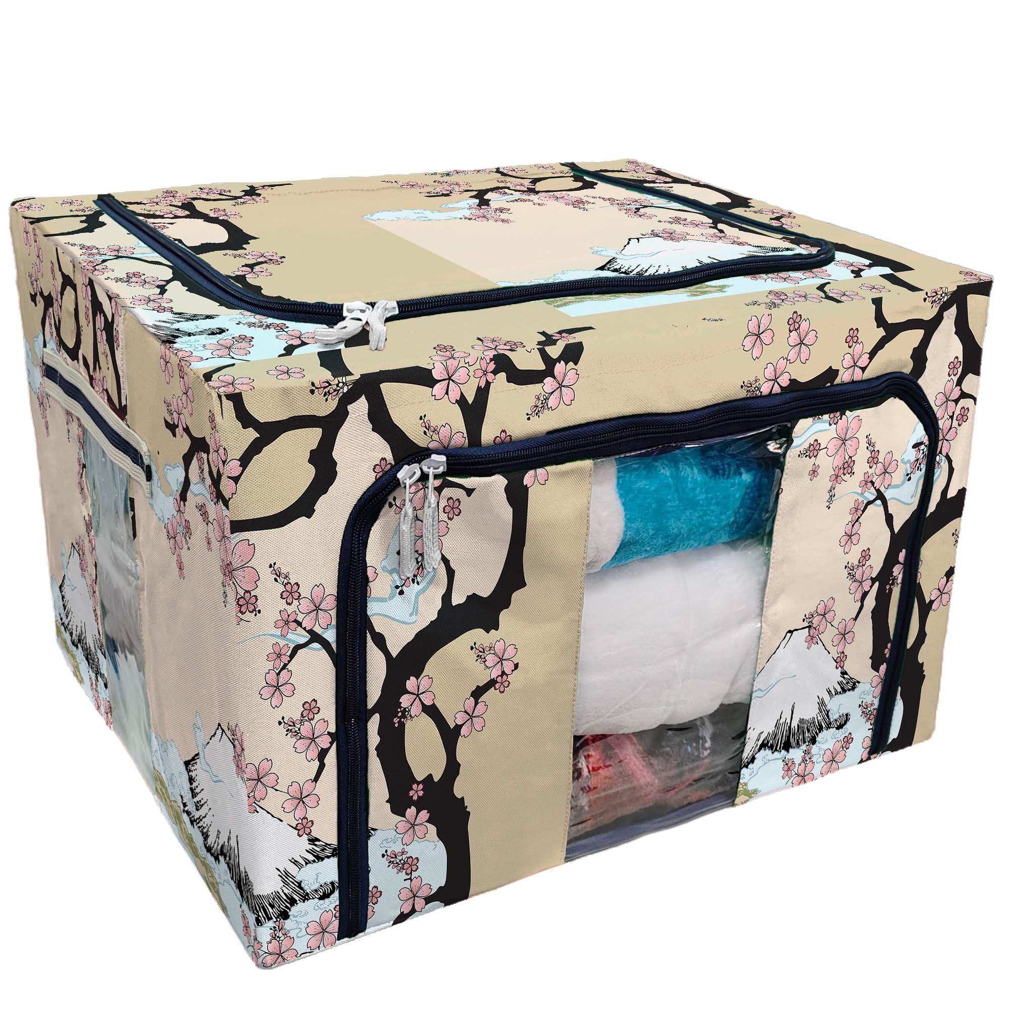 PKQWTM Japanese Fuji Mountain Sakua Tree Storage Bag Clear Window ...